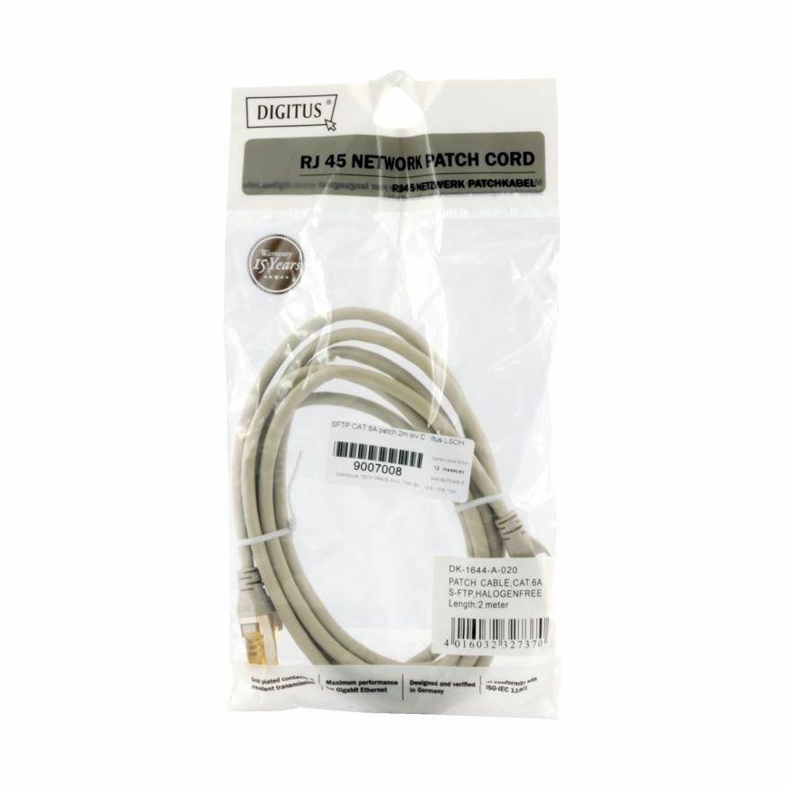 Mrežni kabel SFTP CAT.6A patch 2m siv Digitus - TechTrade