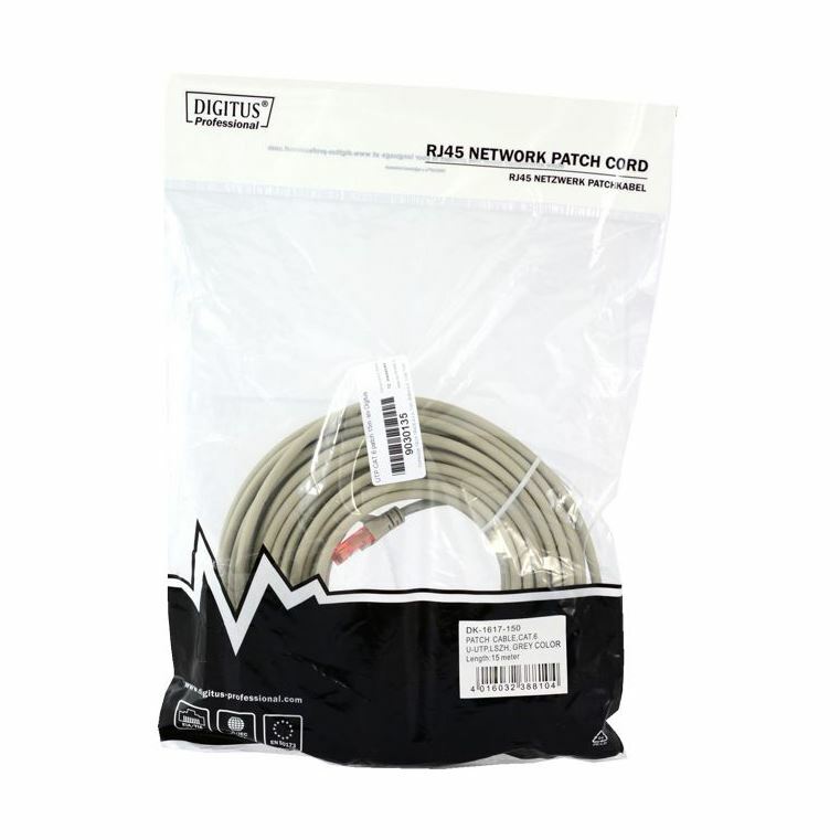 Mrežni kabel UTP CAT.6 patch 15m siv Digitus - TechTrade