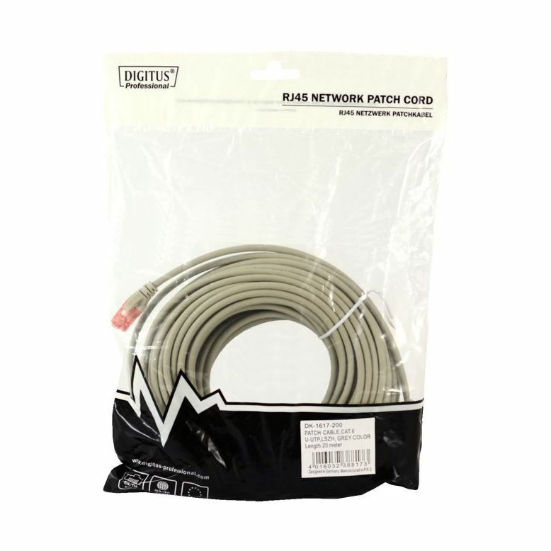 Mrežni kabel UTP CAT.6 patch 20m siv Digitus - TechTrade