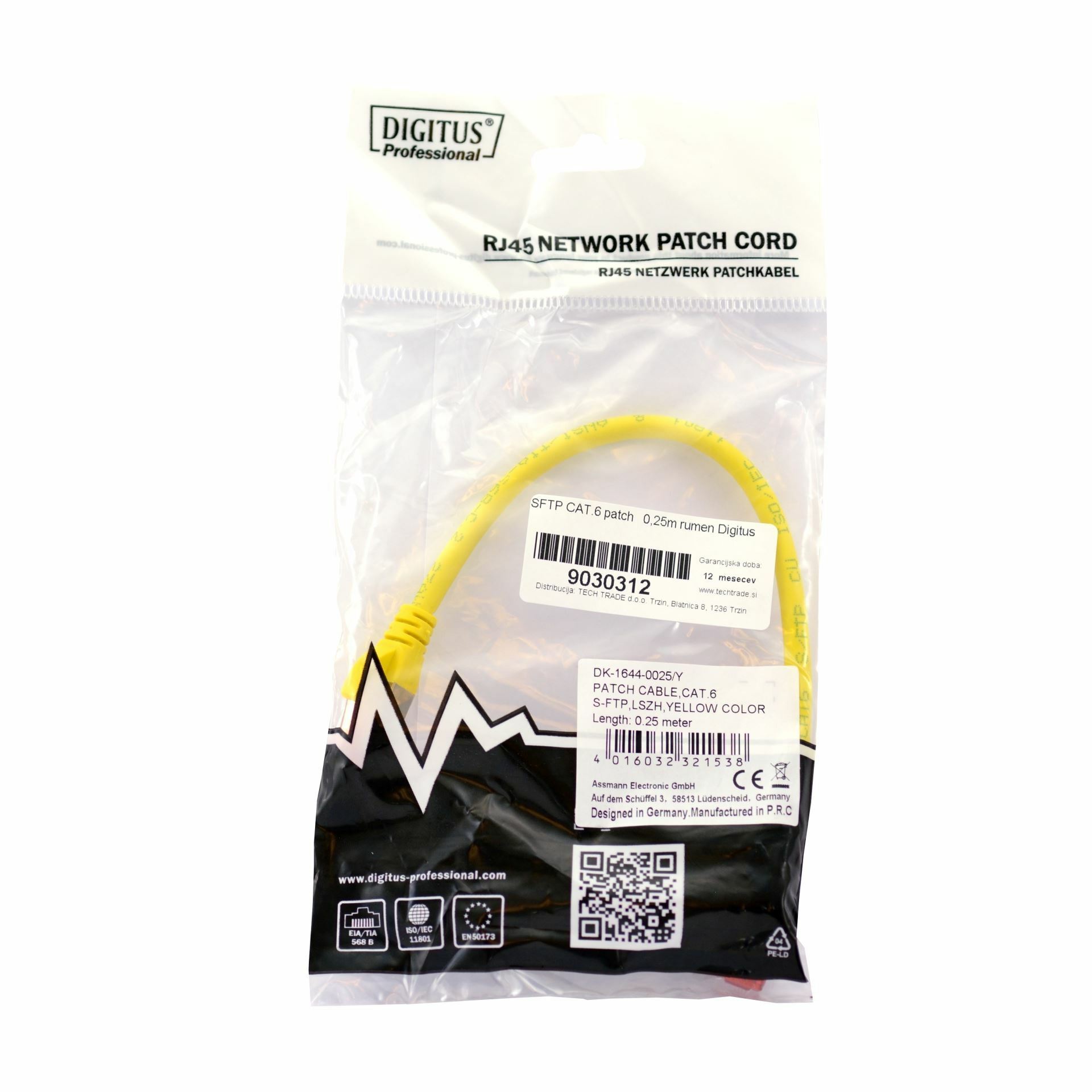 SFTP CAT.6 patch 0,25m rumen Digitus - TechTrade