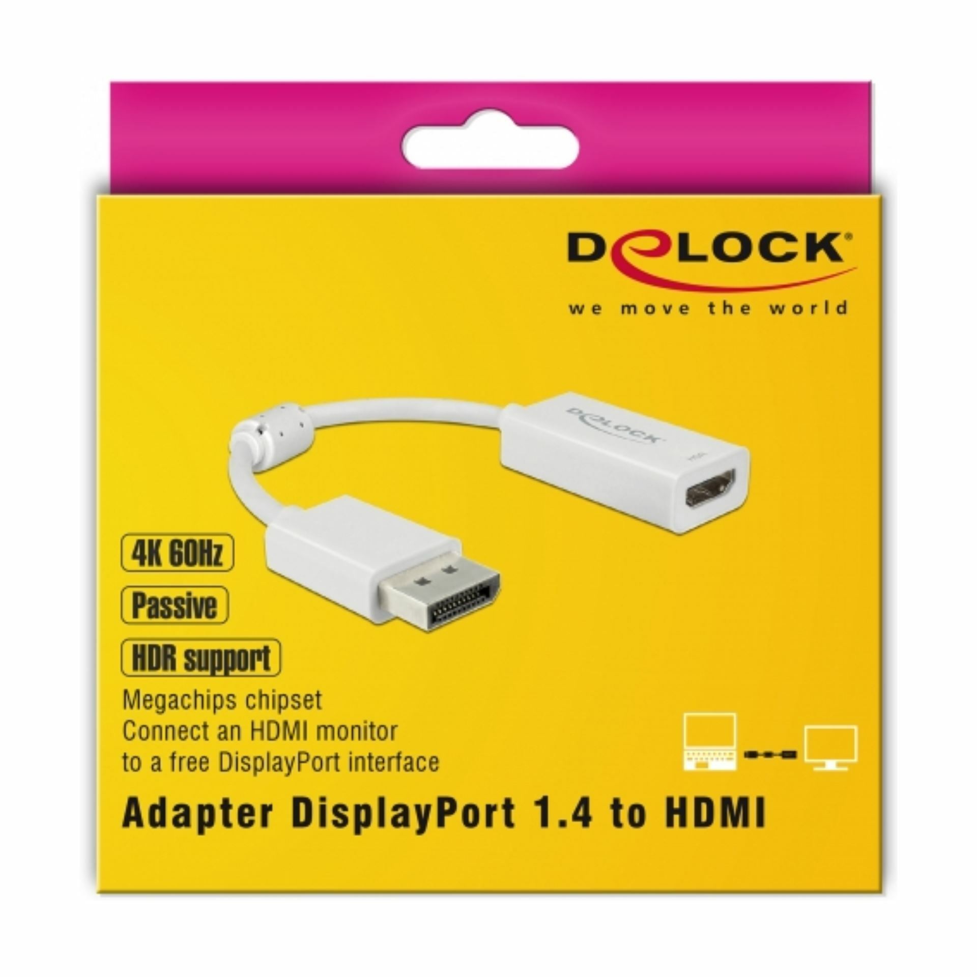 Delock adapter DisplayPort 1.4-HDMI HDR aktivni 4K 60Hz bel 63936 ...