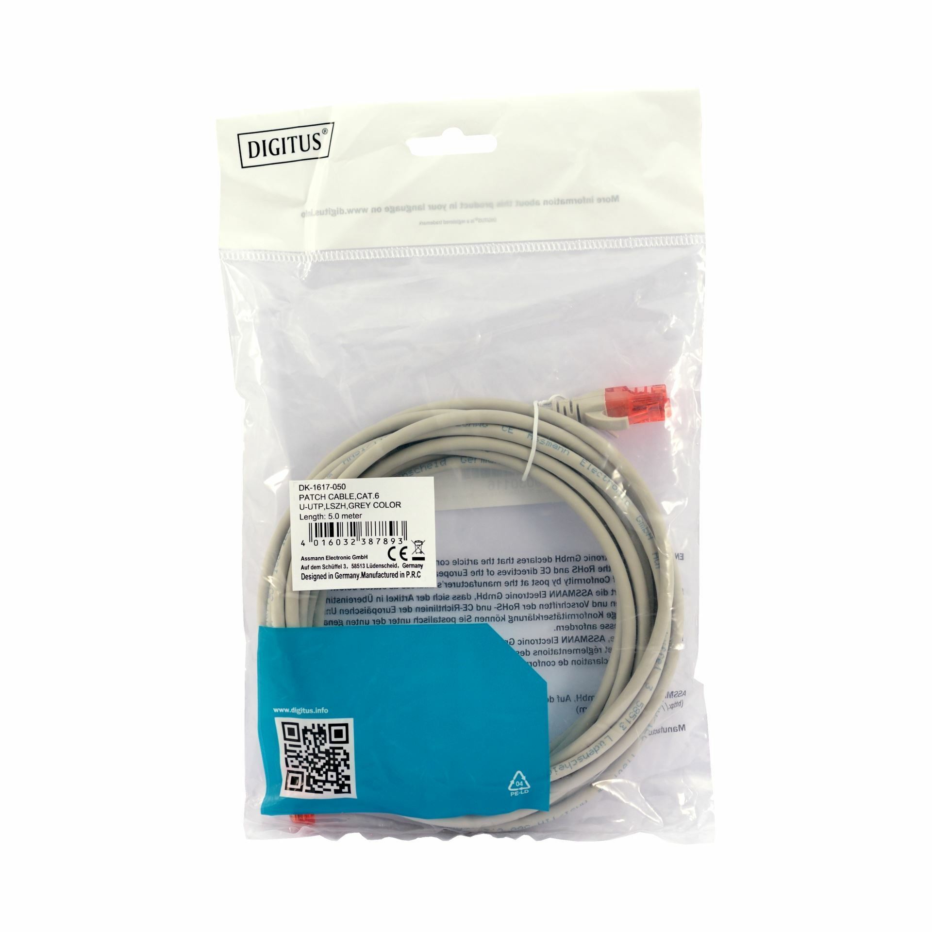 Mrežni kabel UTP CAT.6 patch 5m siv Digitus - TechTrade