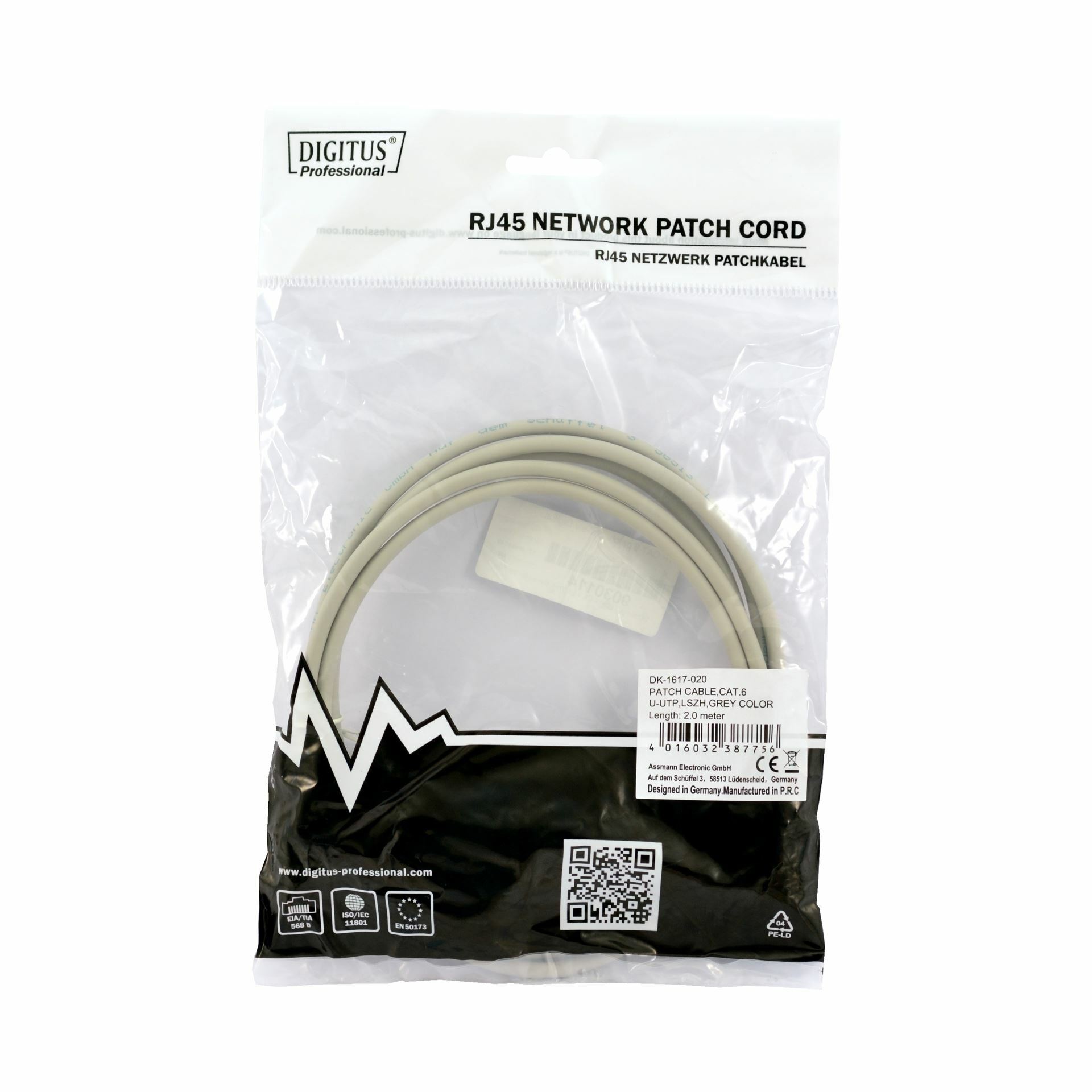 Mrežni kabel UTP CAT.6 patch 2m siv Digitus - TechTrade