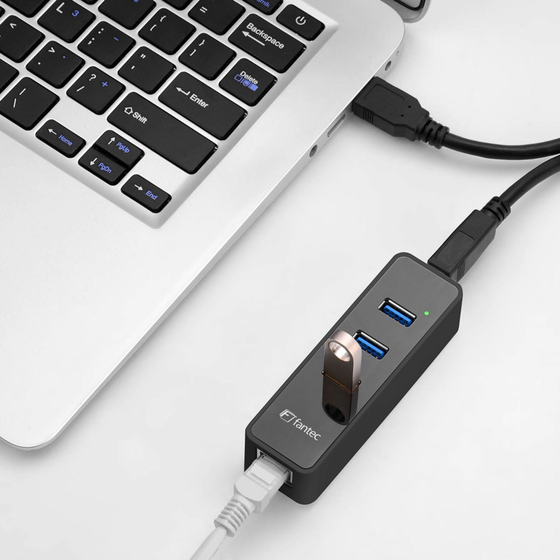 Fantec hub 3x USB + mrežni UTP Giga 1959 - TechTrade