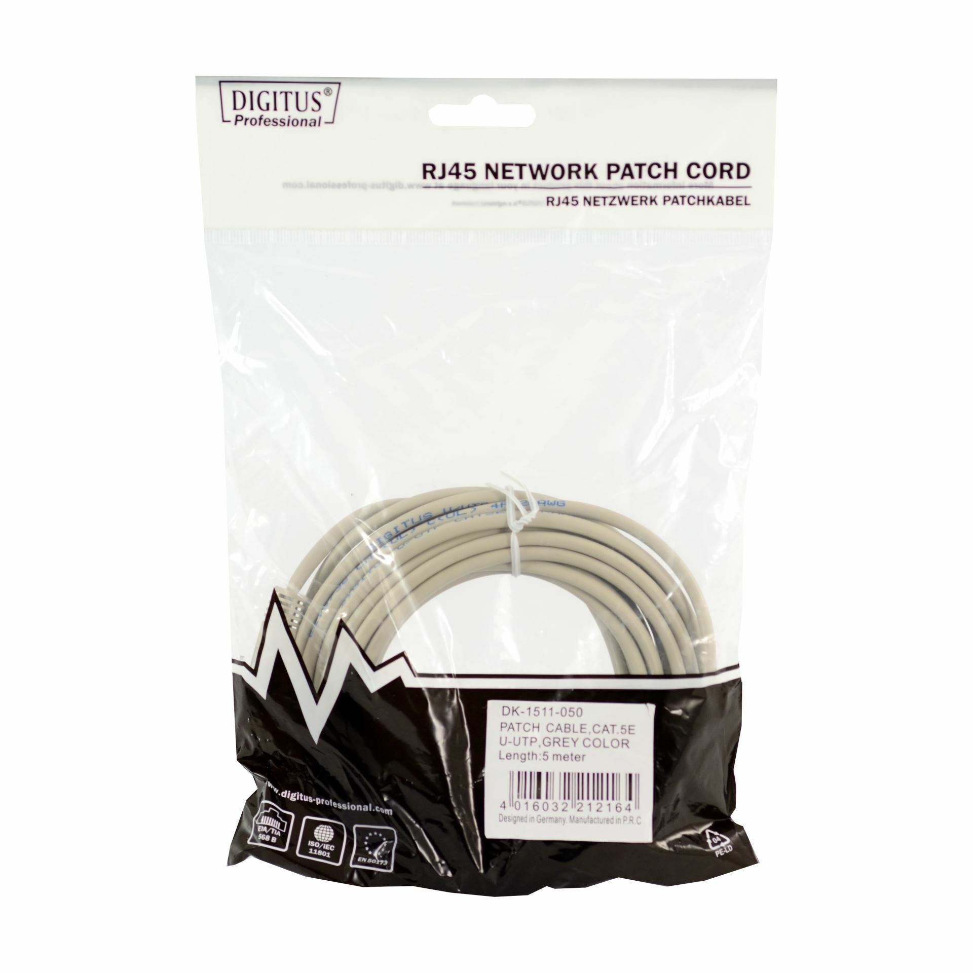 Mrežni kabel UTP CAT.5e patch 5m siv Digitus - TechTrade