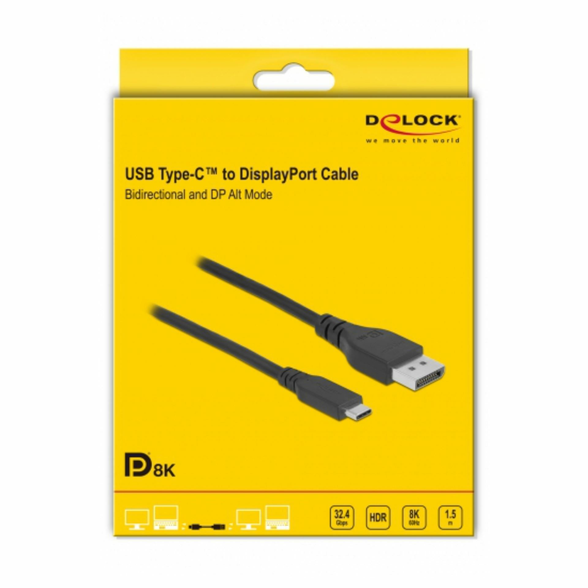Delock kabel USB TipC - DisplayPort 1,5m 8K 60Hz obojesmerni 86040 ...