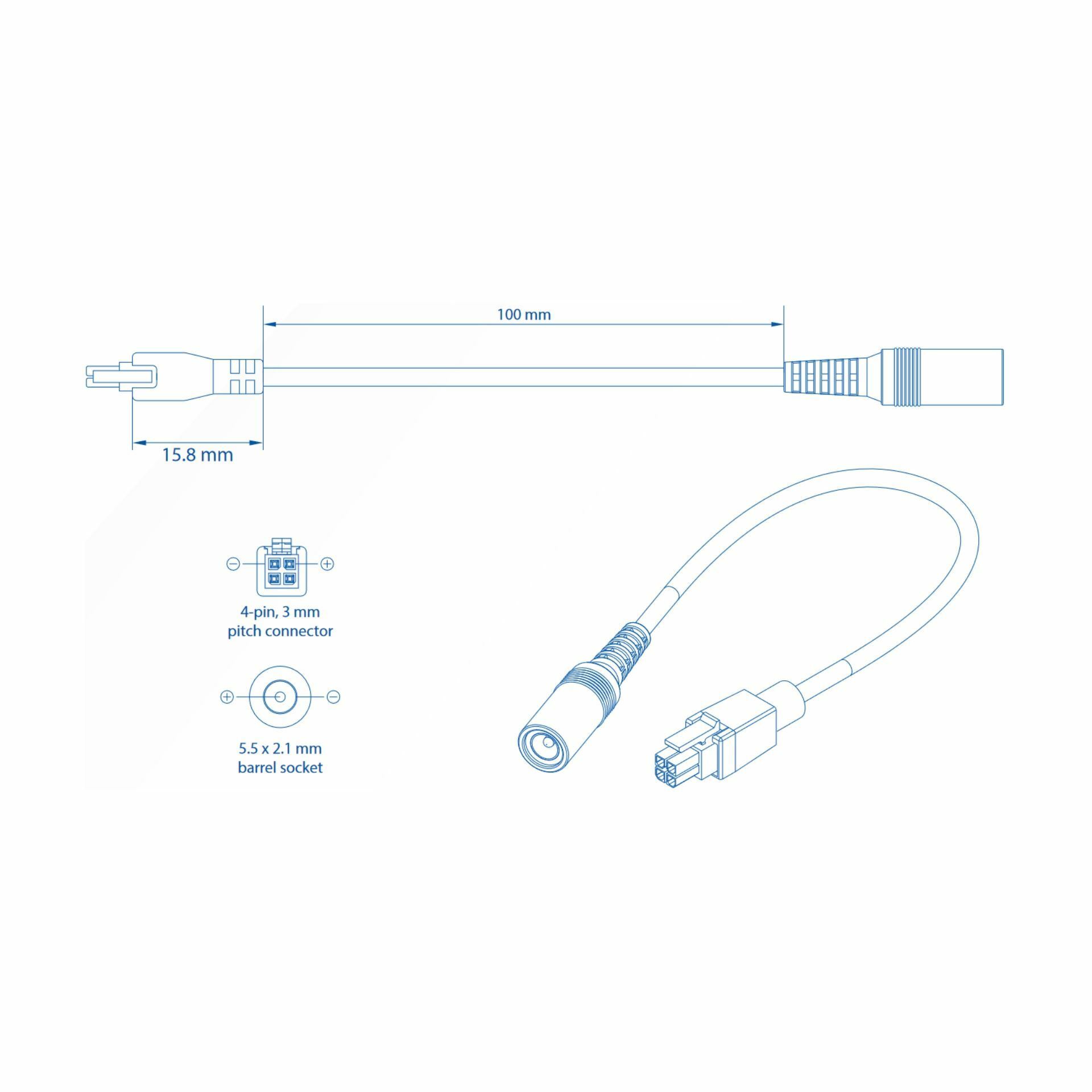 Teltonika adapter DC fi 5,5 x 2,1 mm-4 pin 0,1m PR2PD01B - TechTrade
