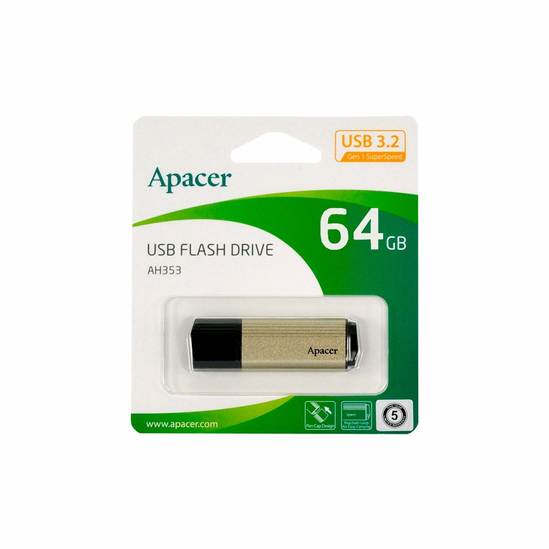 APACER USB 3.2 Gen1 ključ 64GB AH353 srebrno/črn - TechTrade