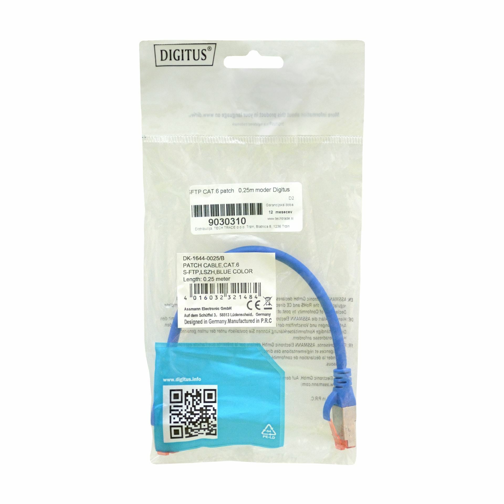 SFTP CAT.6 patch 0,25m moder Digitus - TechTrade