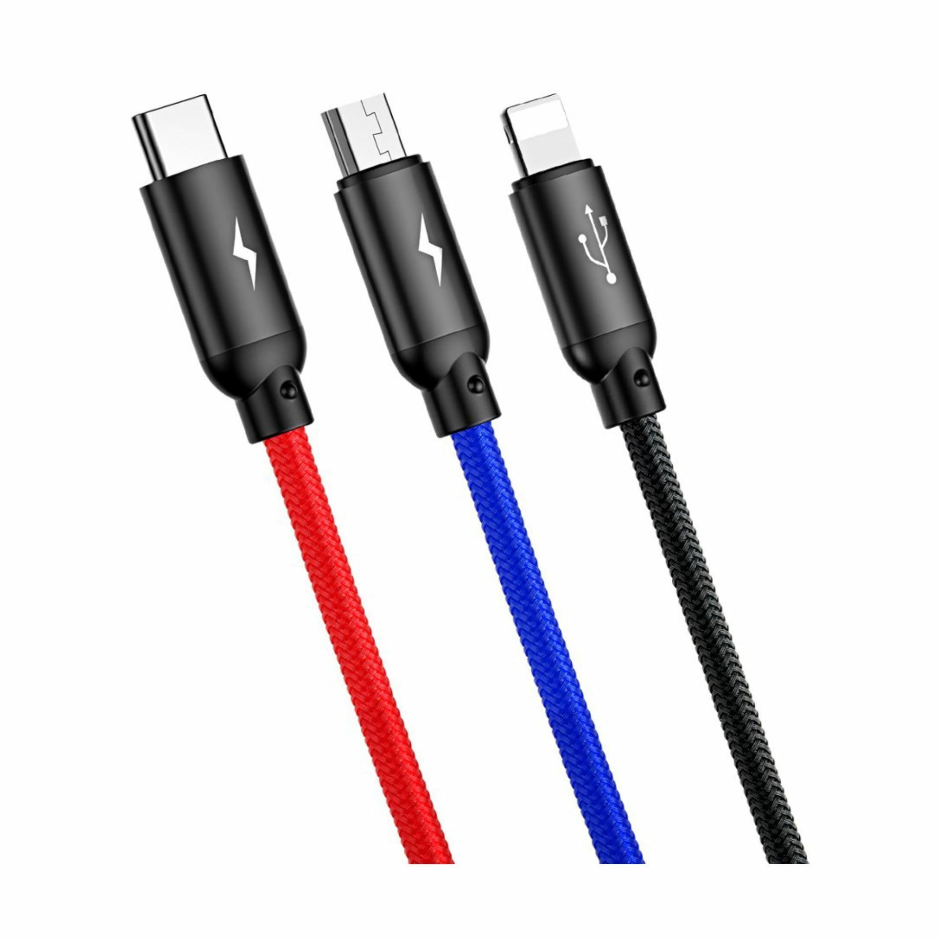 Baseus polnilni kabel USB 3v1 Lightning/ TipC/Mikro 3.5A tri barve 1,2m ...