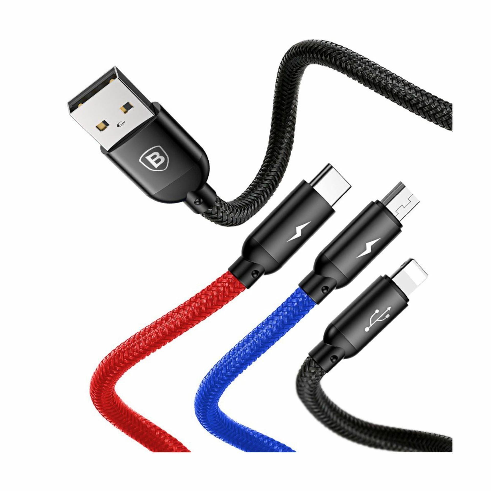 Baseus polnilni kabel USB 3v1 Lightning/ TipC/Mikro 3.5A tri barve 1,2m ...
