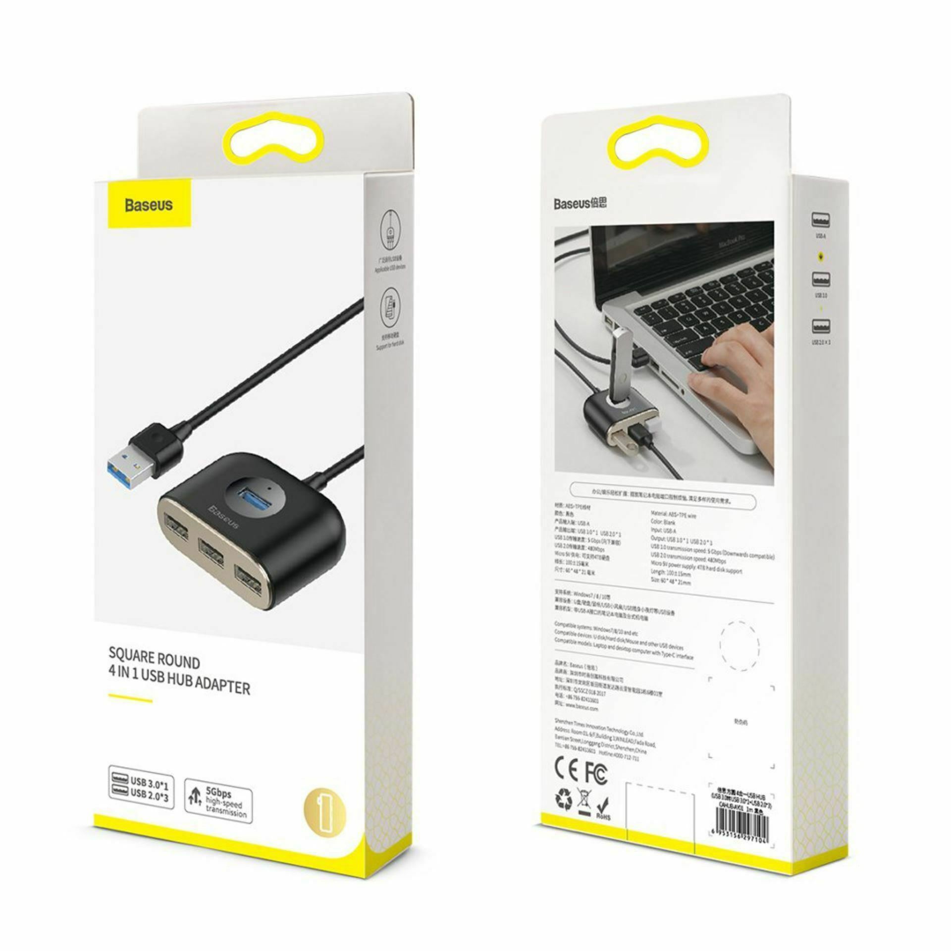 Baseus hub USB 3.0 4xTipA 1m črn CAHUB-AY01 - TechTrade