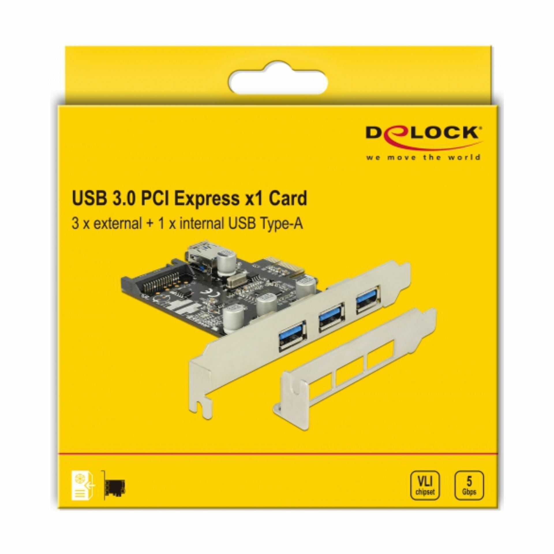 Delock kartica PCIe USB 3.0 3xA + 1xA int. + Low Profile 89301 - TechTrade