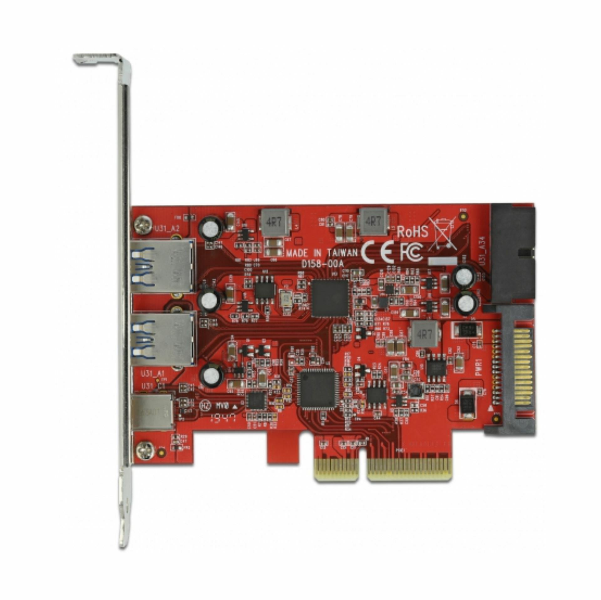 Delock kartica PCIe 2x USB 3.2 Gen2 1xUSB TipC 1xint. 19pin USB 3.0 ...