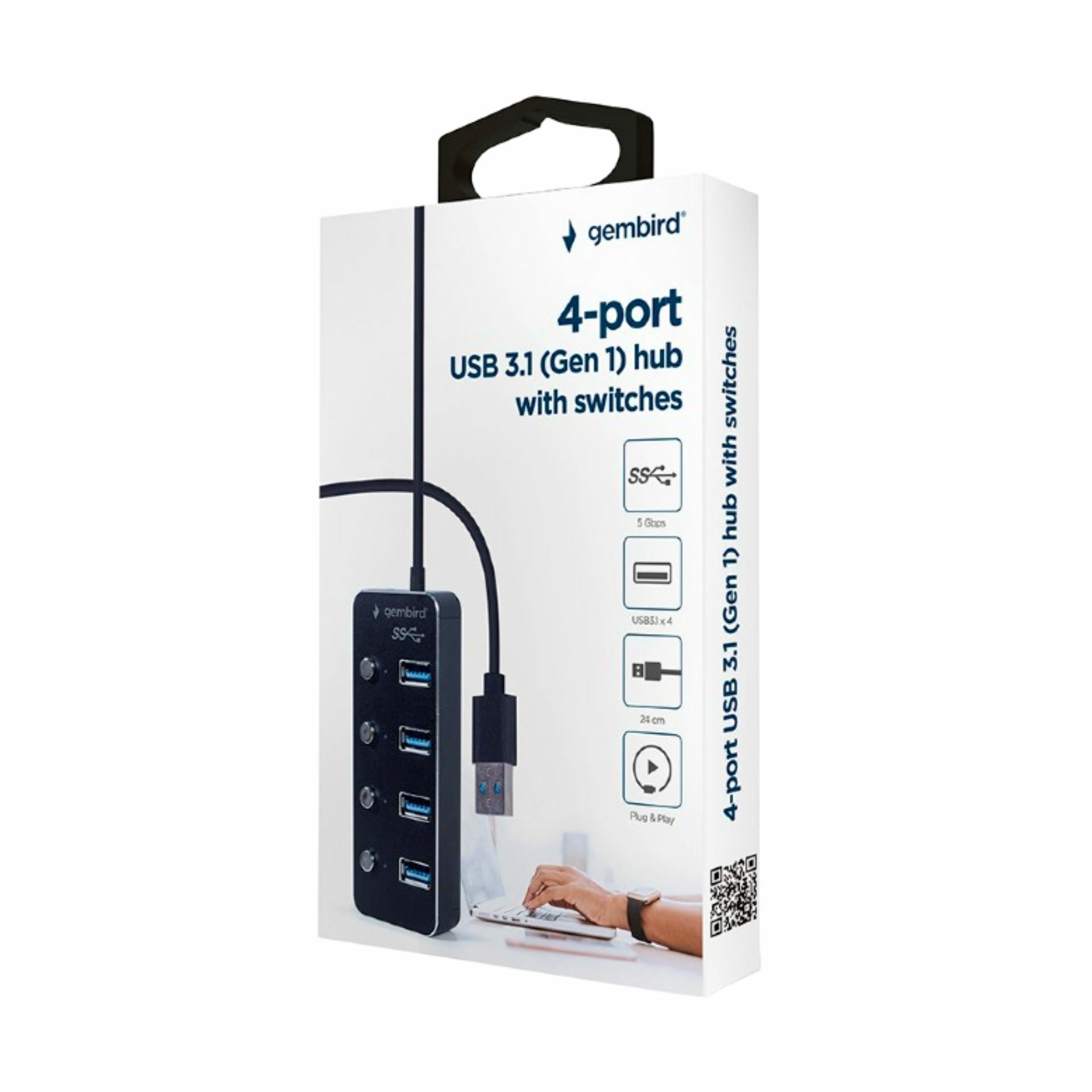 Gembird hub USB 3.1 4xA s stikali UHB-U3P4P-01 - TechTrade