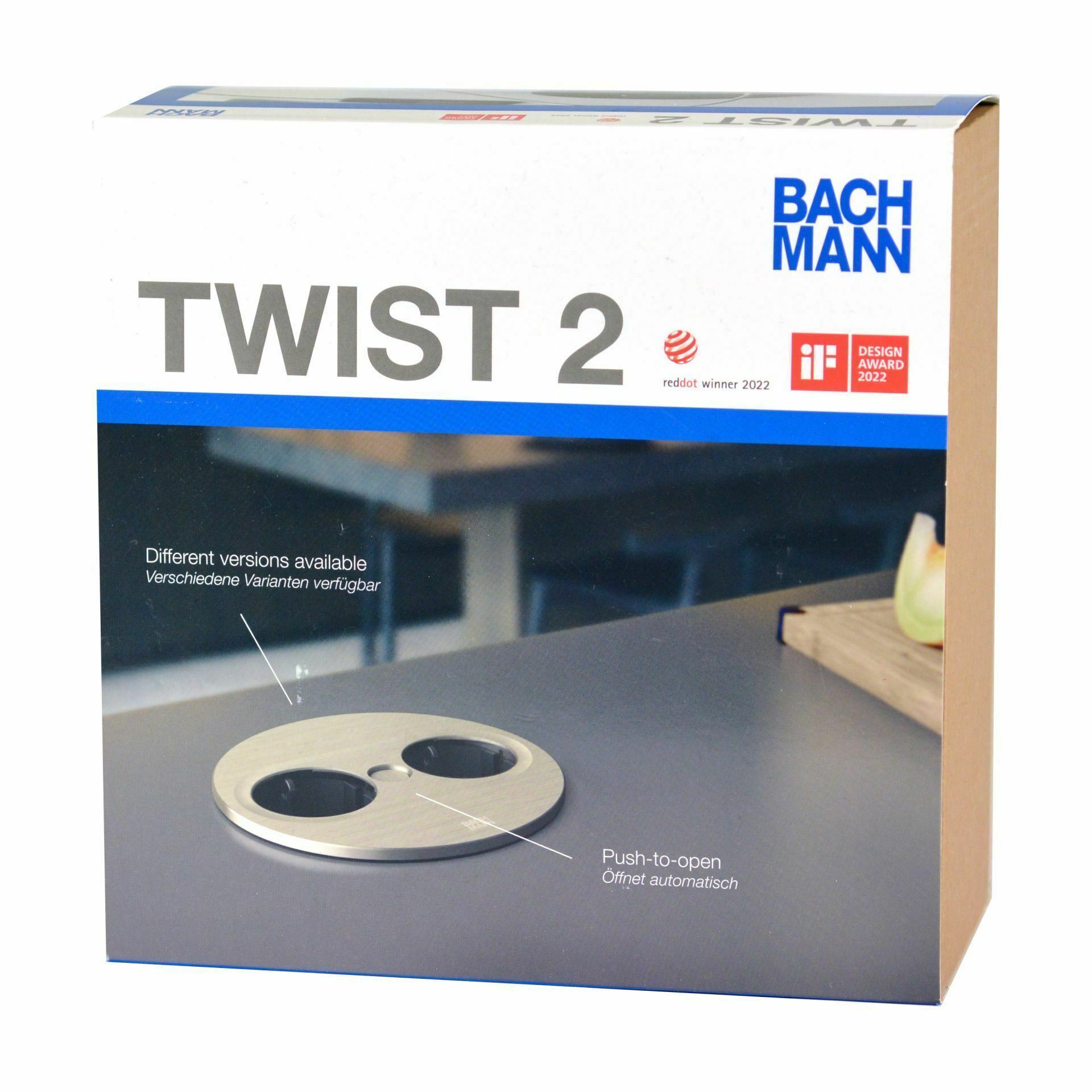 Bachmann TWIST 2 vgradna vtičnica črna za kuh.pult 2x220V 946.100 - TechTrade