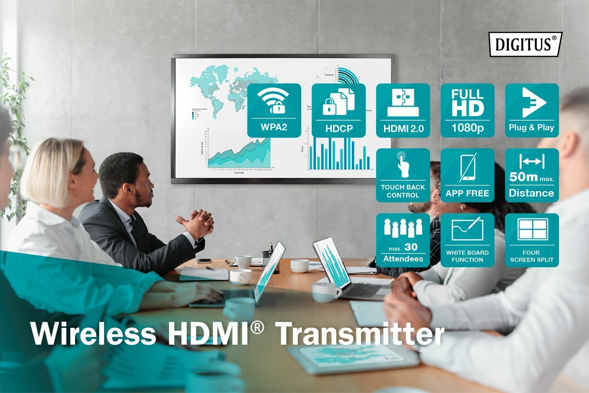Digitus line extender HDMI brezžični oddajnik Click&Present PRO - TechTrade