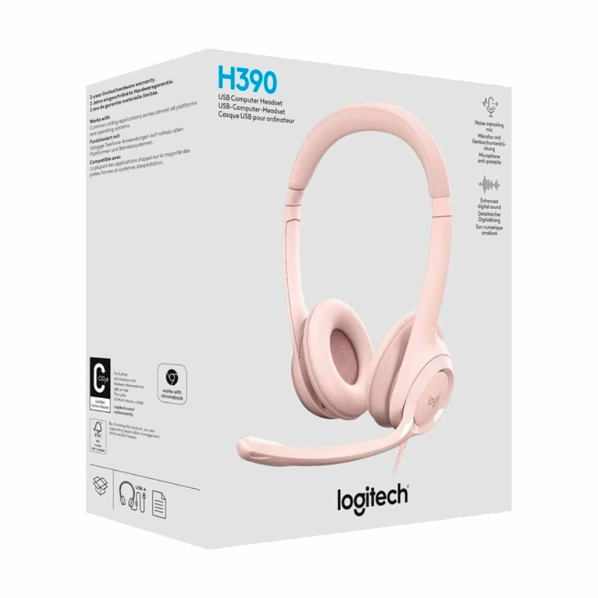 Logitech slušalke+mikrofon H390 roza 981-001281 - TechTrade