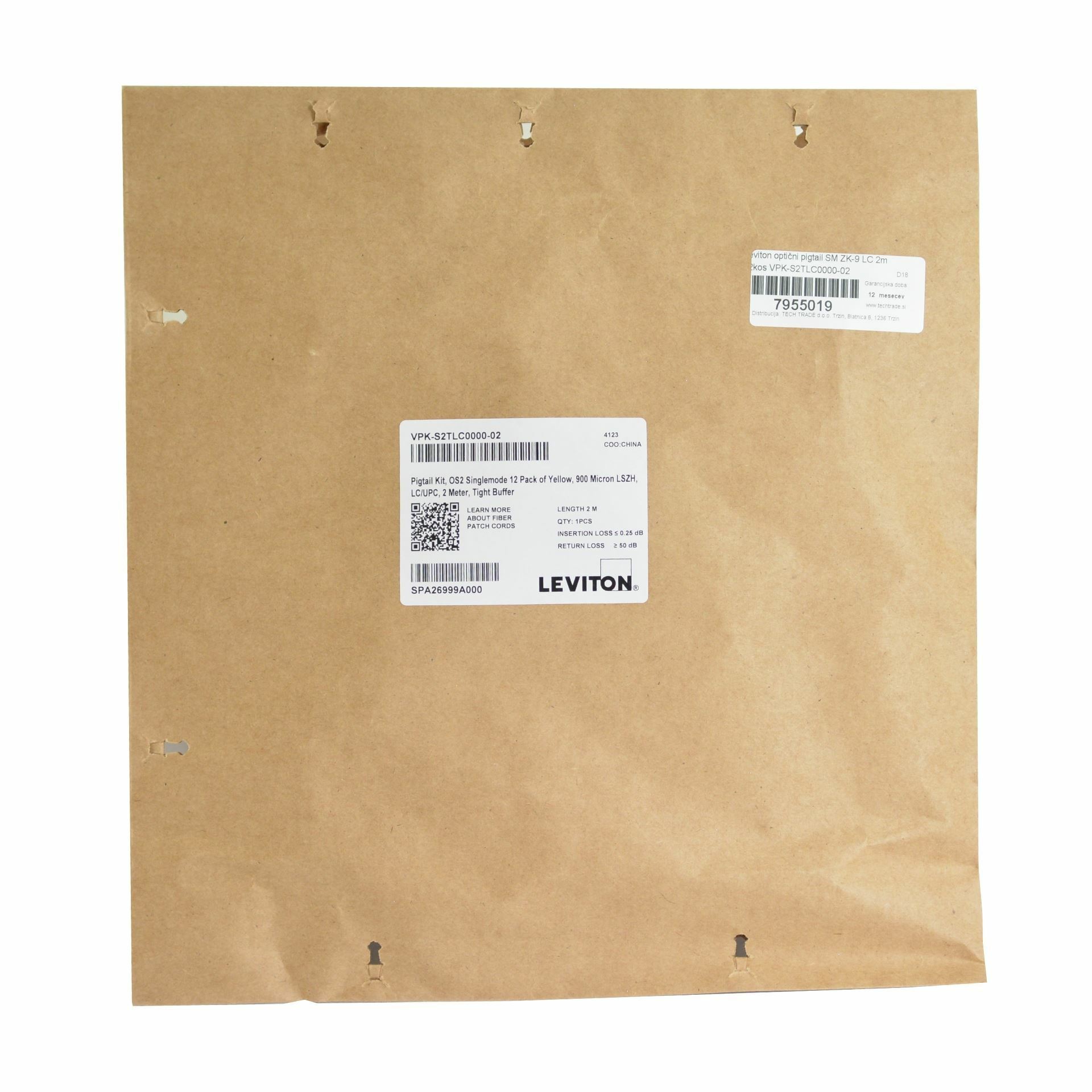 Leviton optični pigtail SM ZK-9 LC 2m 12kos VPK-S2TLC0000-02 - TechTrade