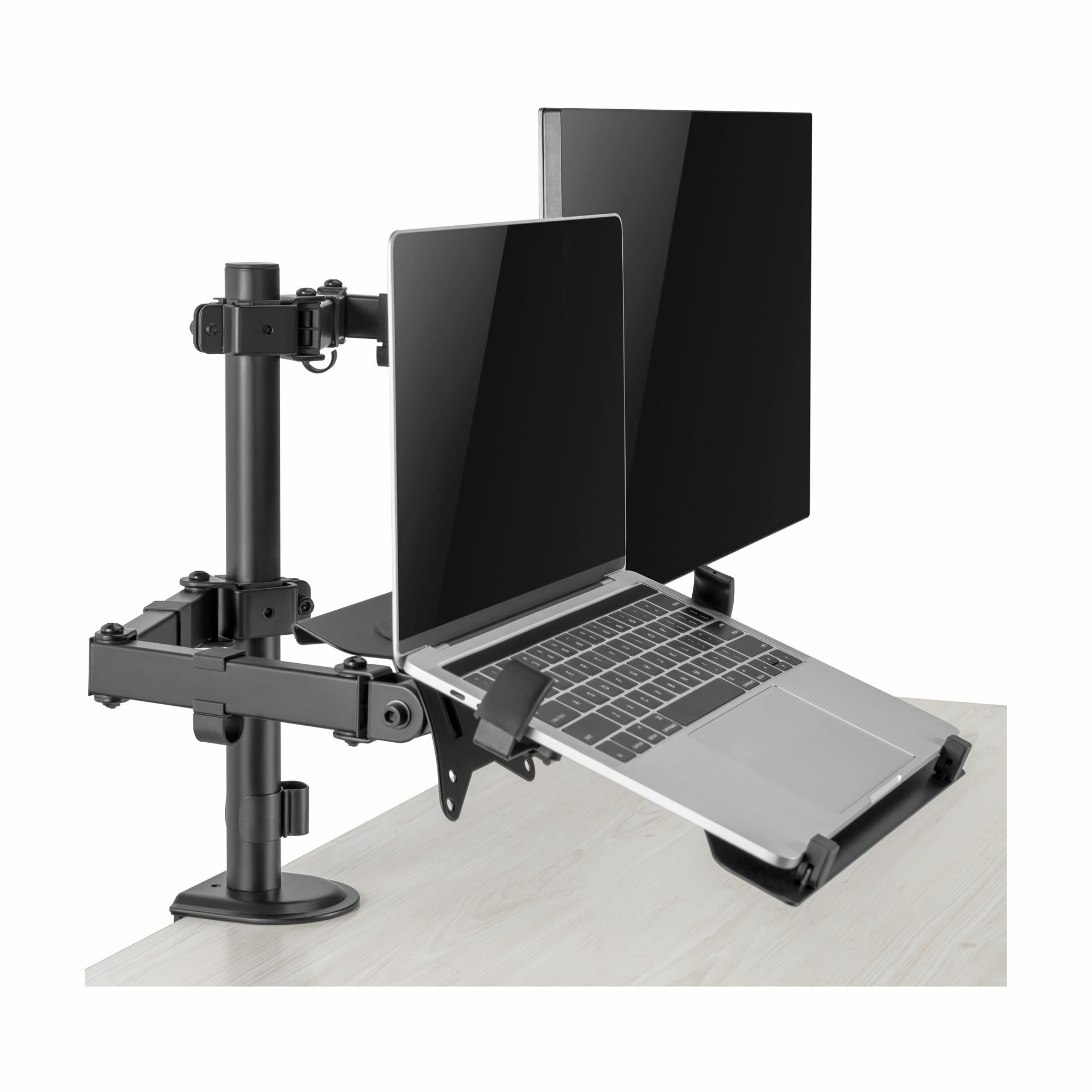 SBOX namizni nosilec za monitor s polico za prenosnik LCD-LM01-2 črn - TechTrade