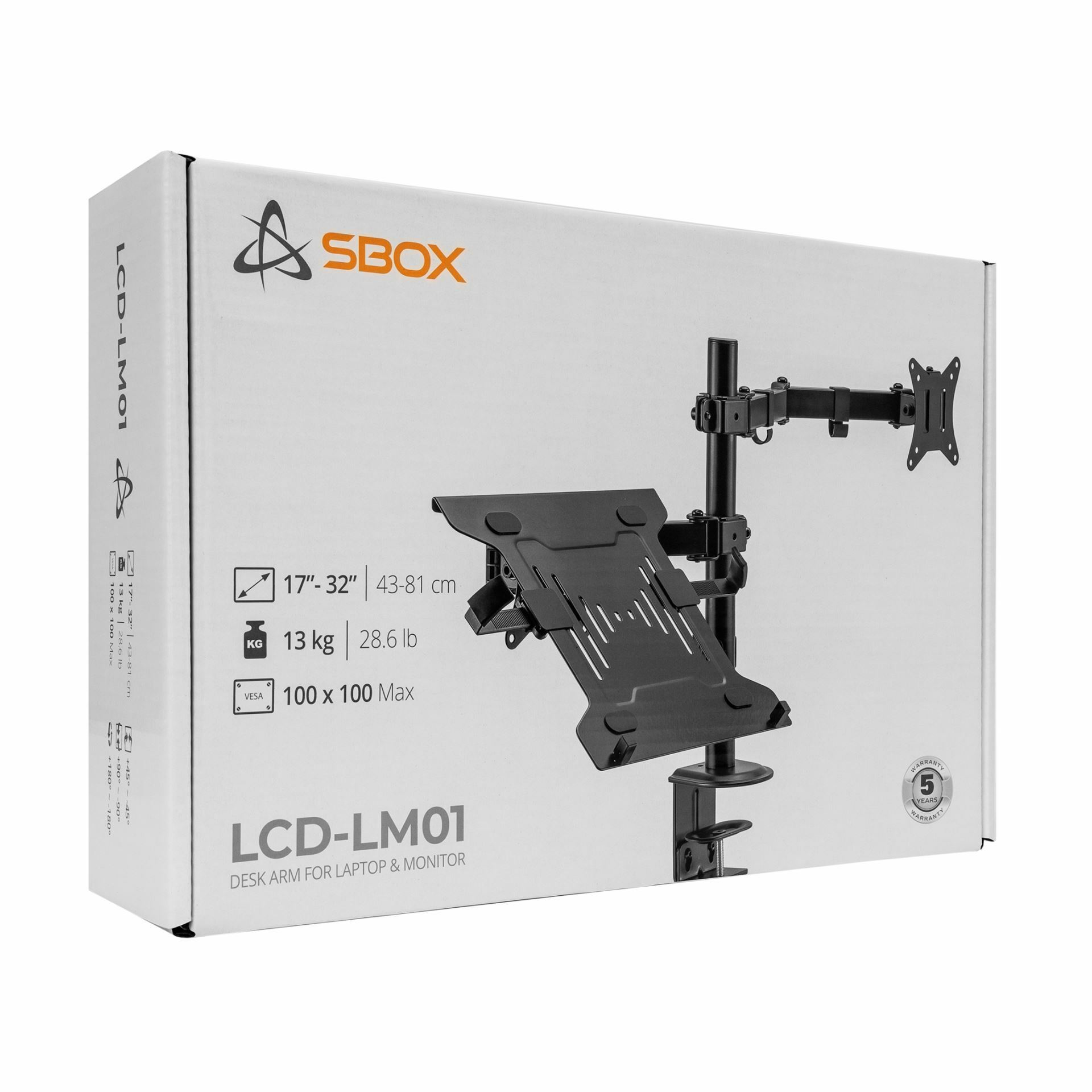 SBOX namizni nosilec za monitor s polico za prenosnik LCD-LM01-2 črn - TechTrade