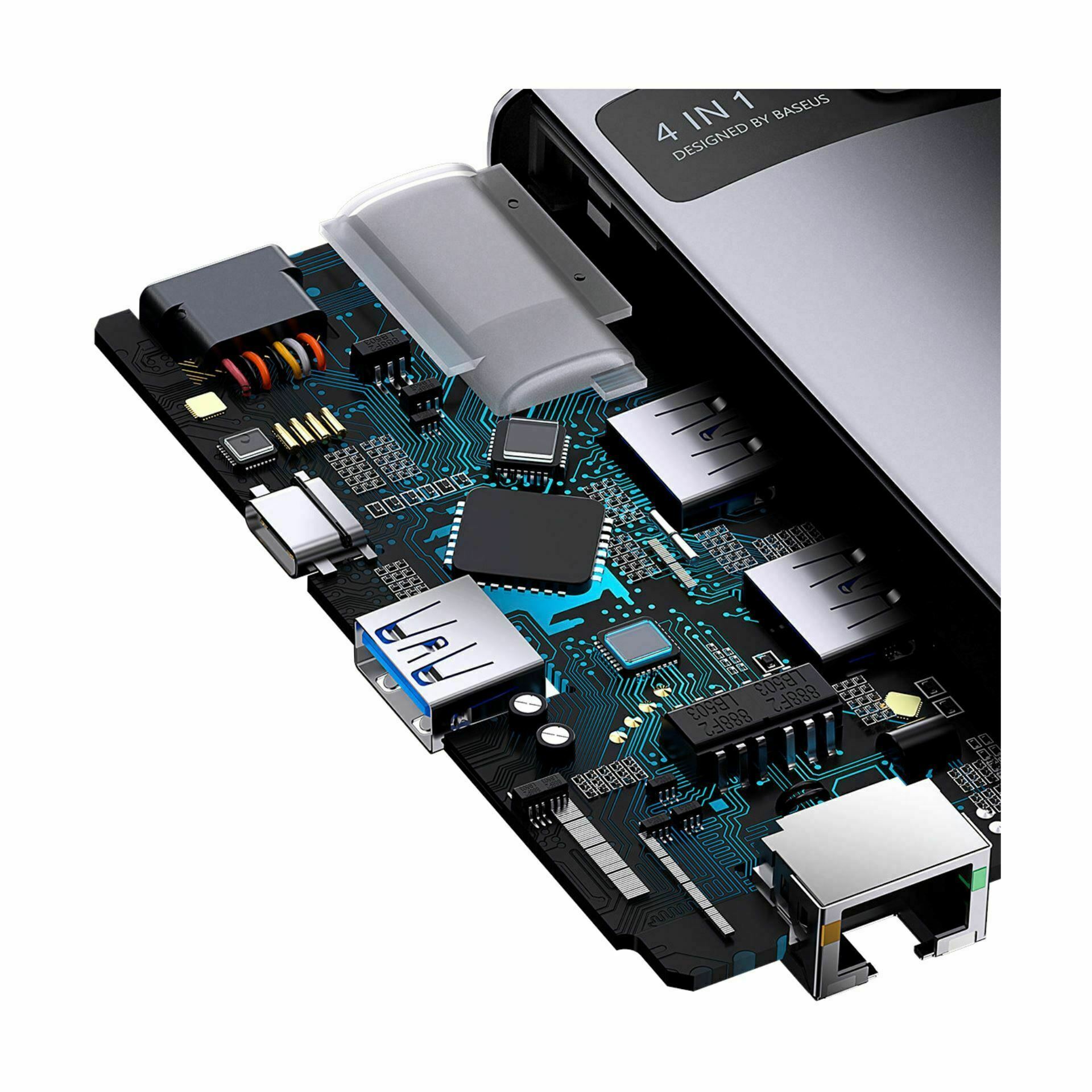Baseus hub USB TipC 3xTipA + RJ45 WKWG070113 - TechTrade