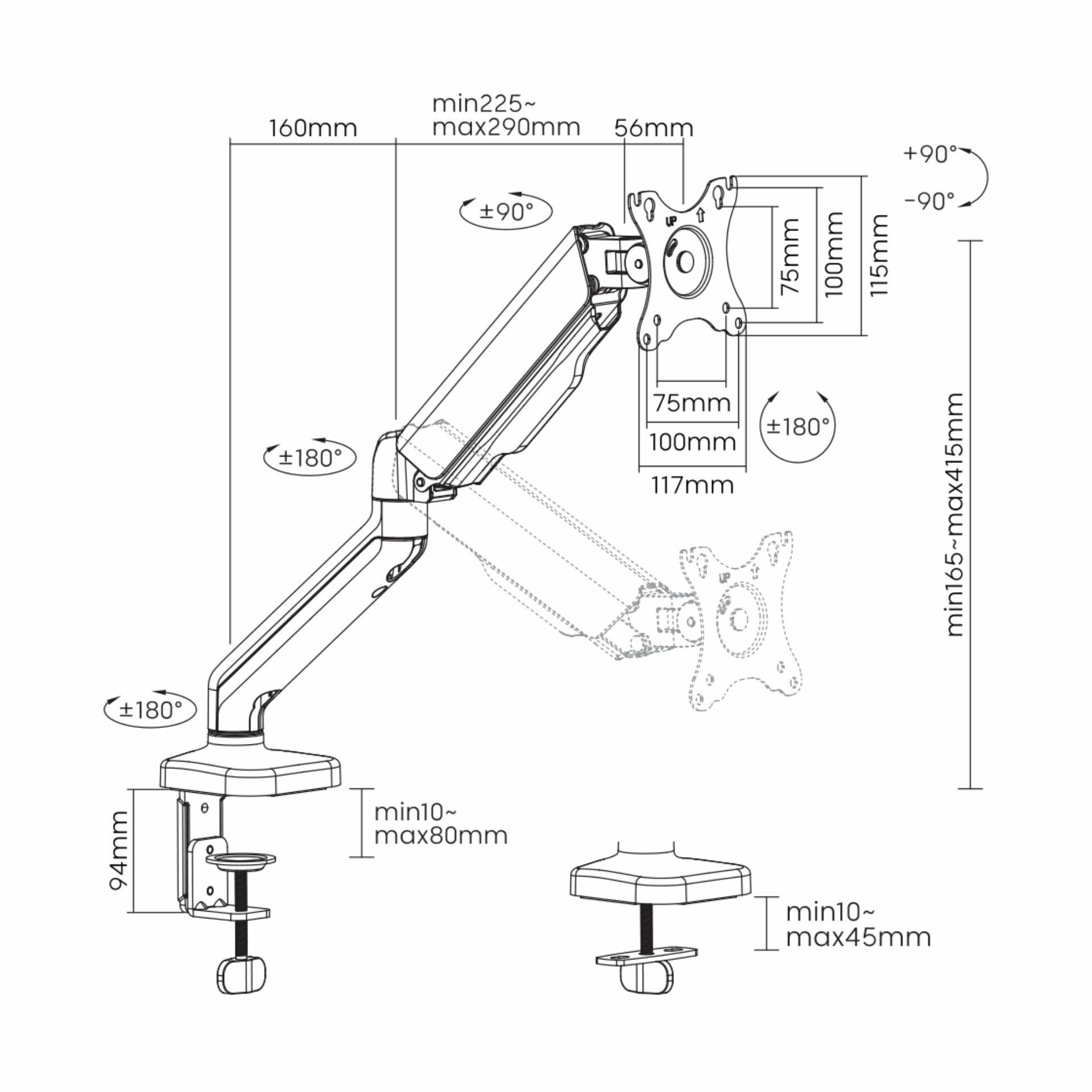 SBOX namizni nosilec za monitor LCD-S012-2 črn - TechTrade