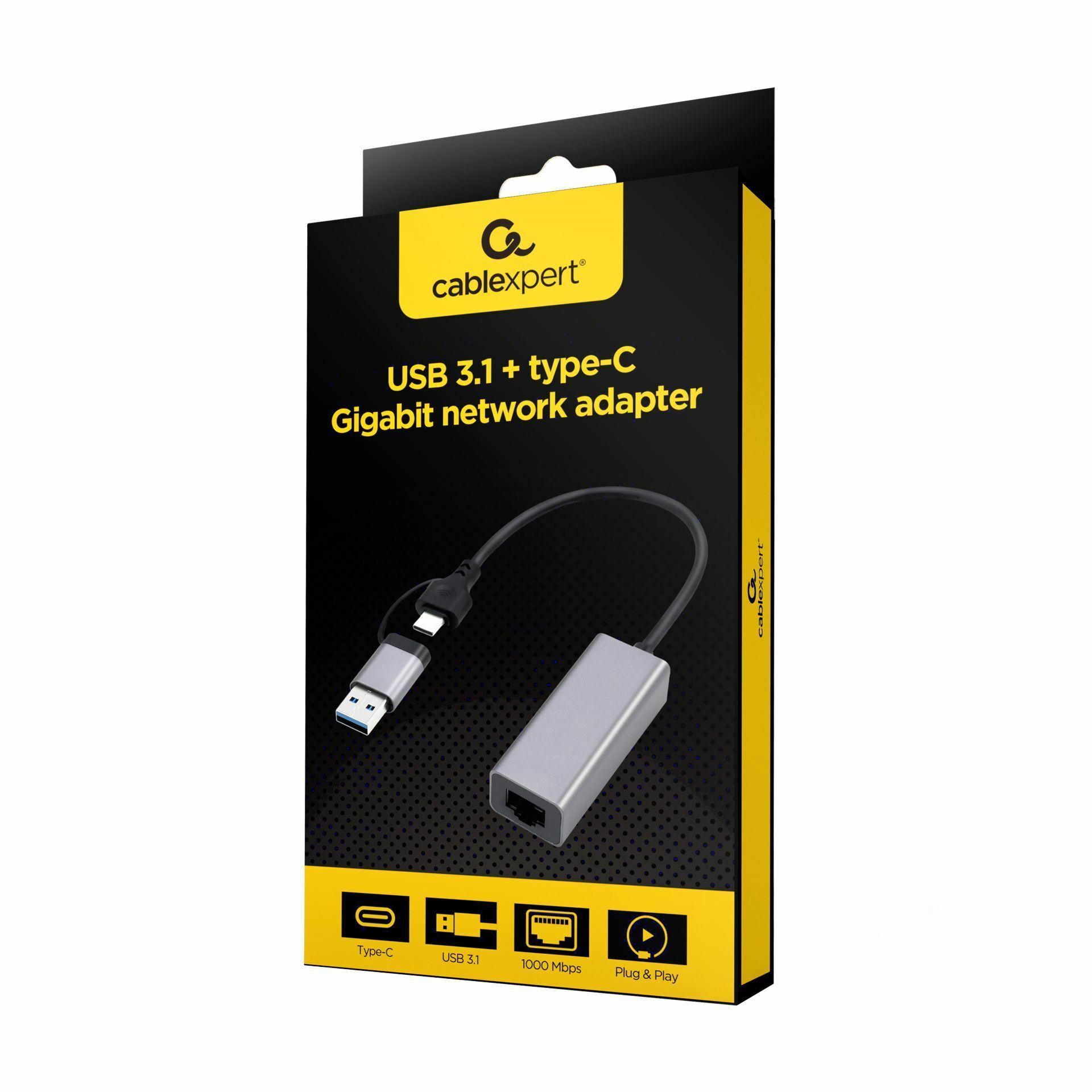 Cablexpert pretvornik USB 3.1 TipA/TipC Mrežni UTP Giga A-USB3AC-LAN-01 ...