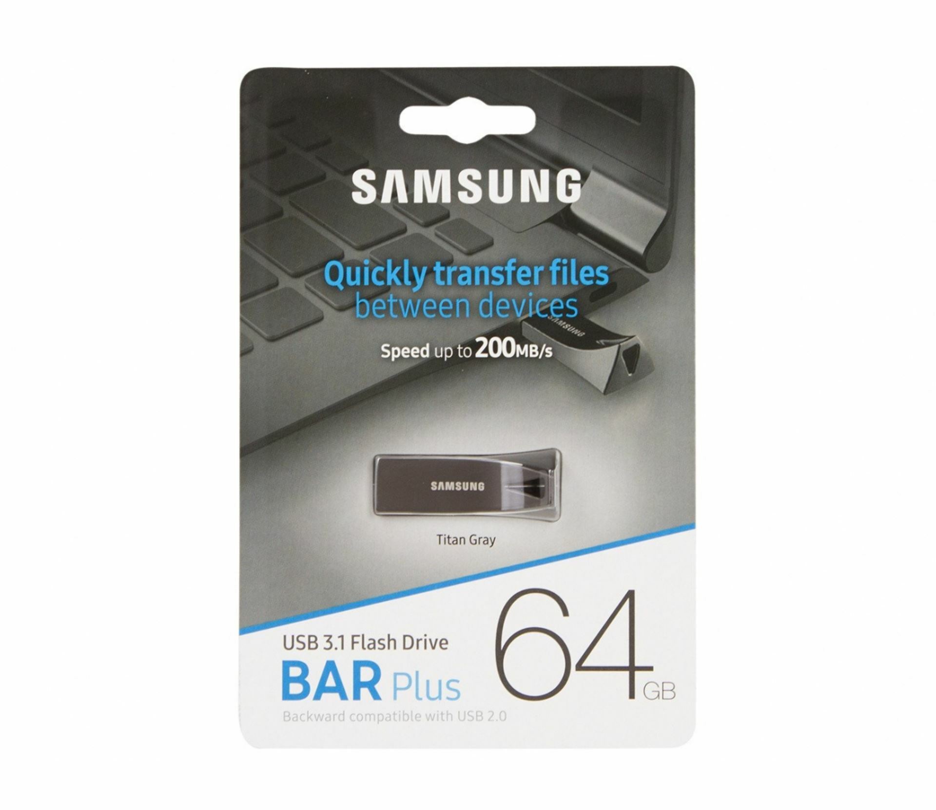 SAMSUNG USB 3.1 ključ 64GB BAR PLUS siv MUF-64BE4/APC - TechTrade