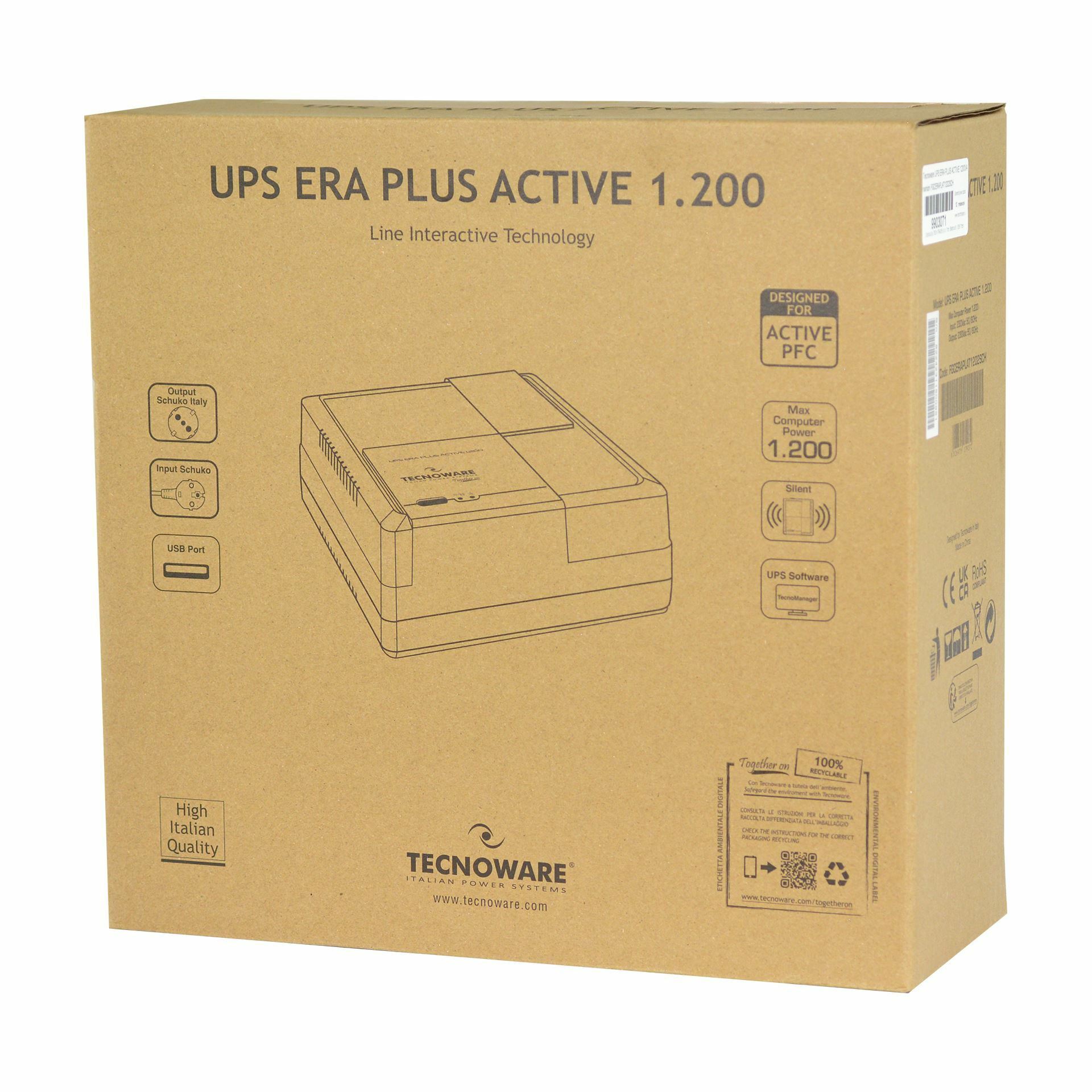 Tecnoware UPS ERA PLUS ACTIVE 1200VA namizni FGCERAPLAT1202SCH - TechTrade