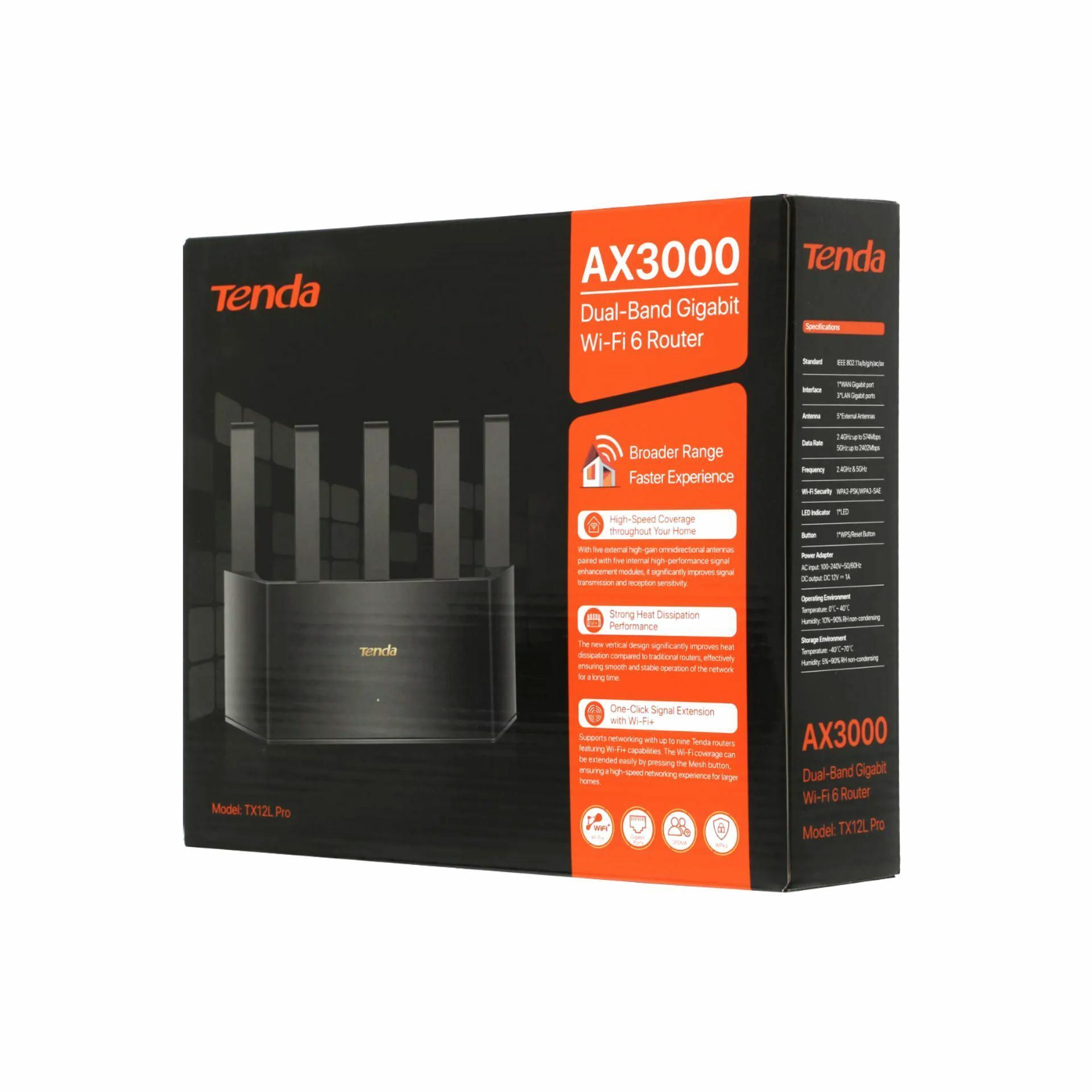 Tenda usmerjevalnik WiFi6 AX 3000Mb Giga Dual-Band TX12L Pro - TechTrade
