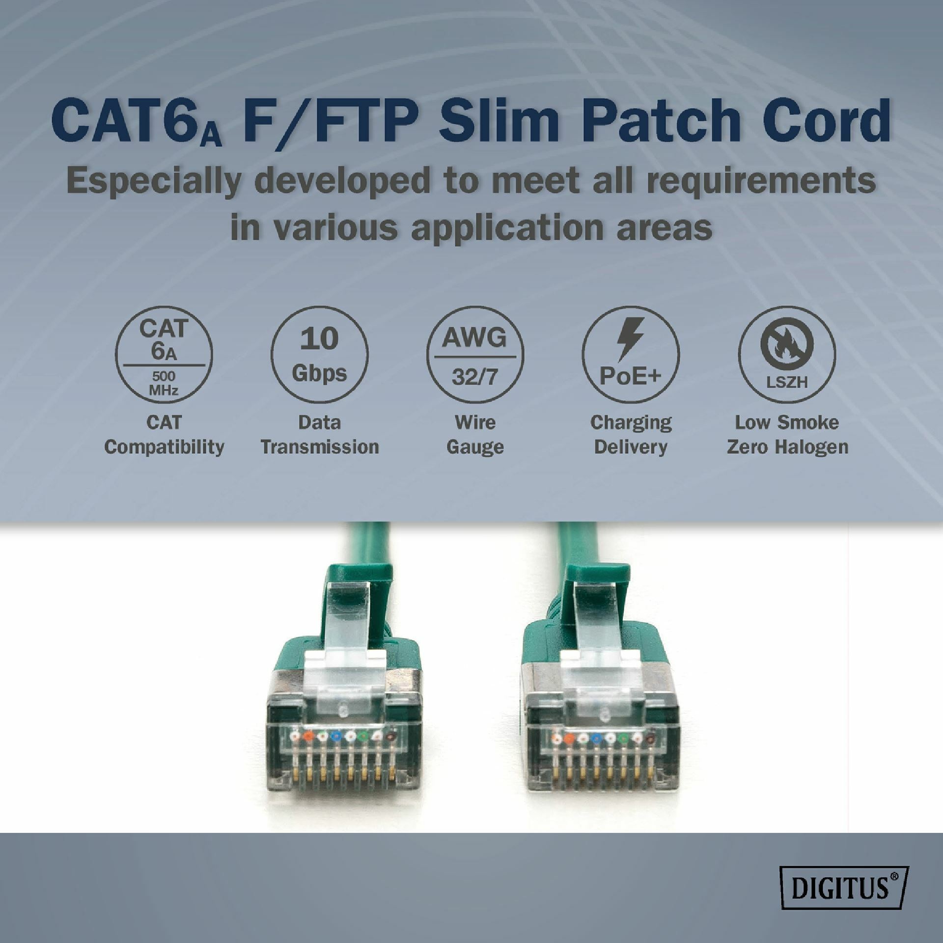 Digitus patch slim FTP CAT.6A 1m zelen - TechTrade