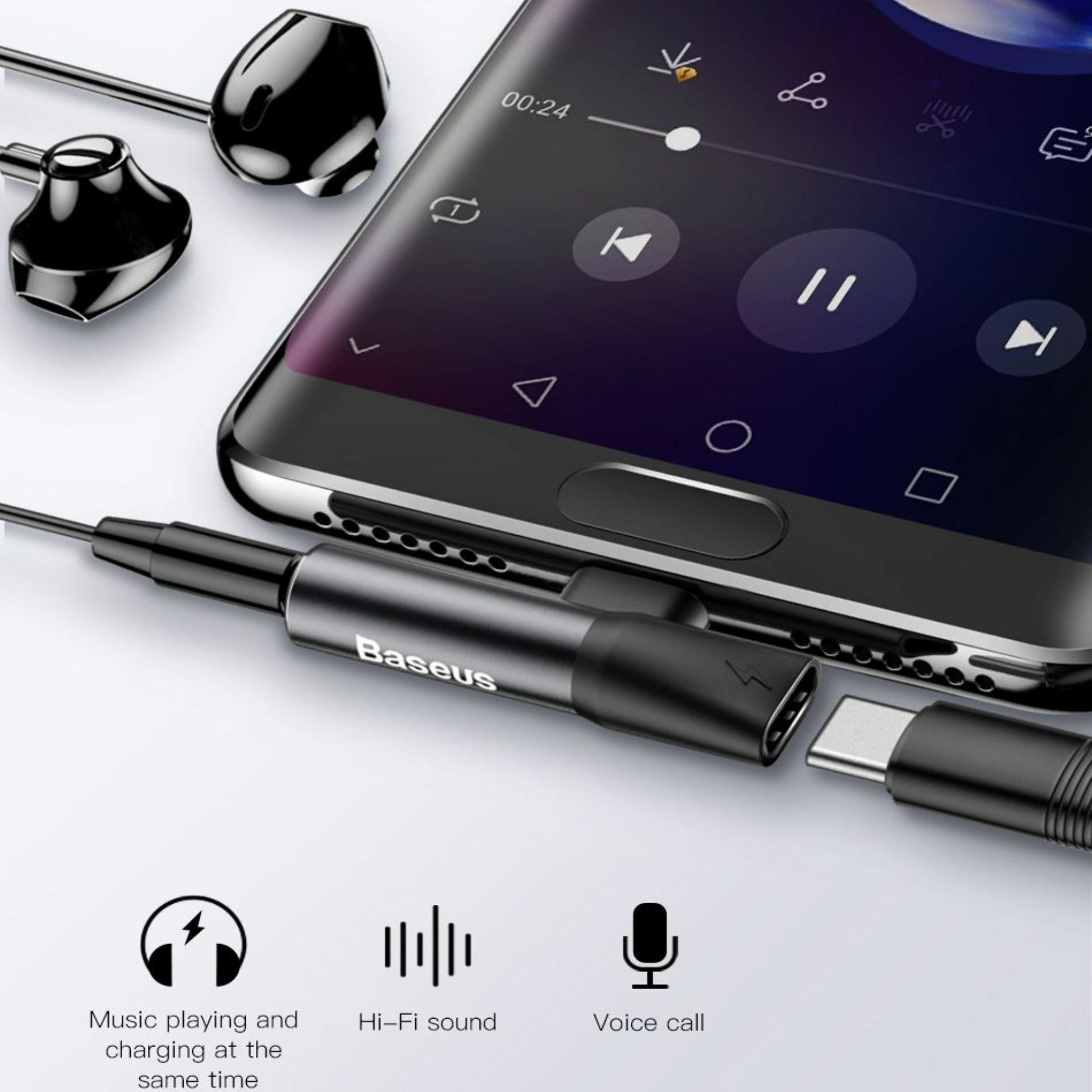 Baseus adapter AVDIO USB TipC-Jack 3,5Ž aux stereo črn CATL41-01 ...