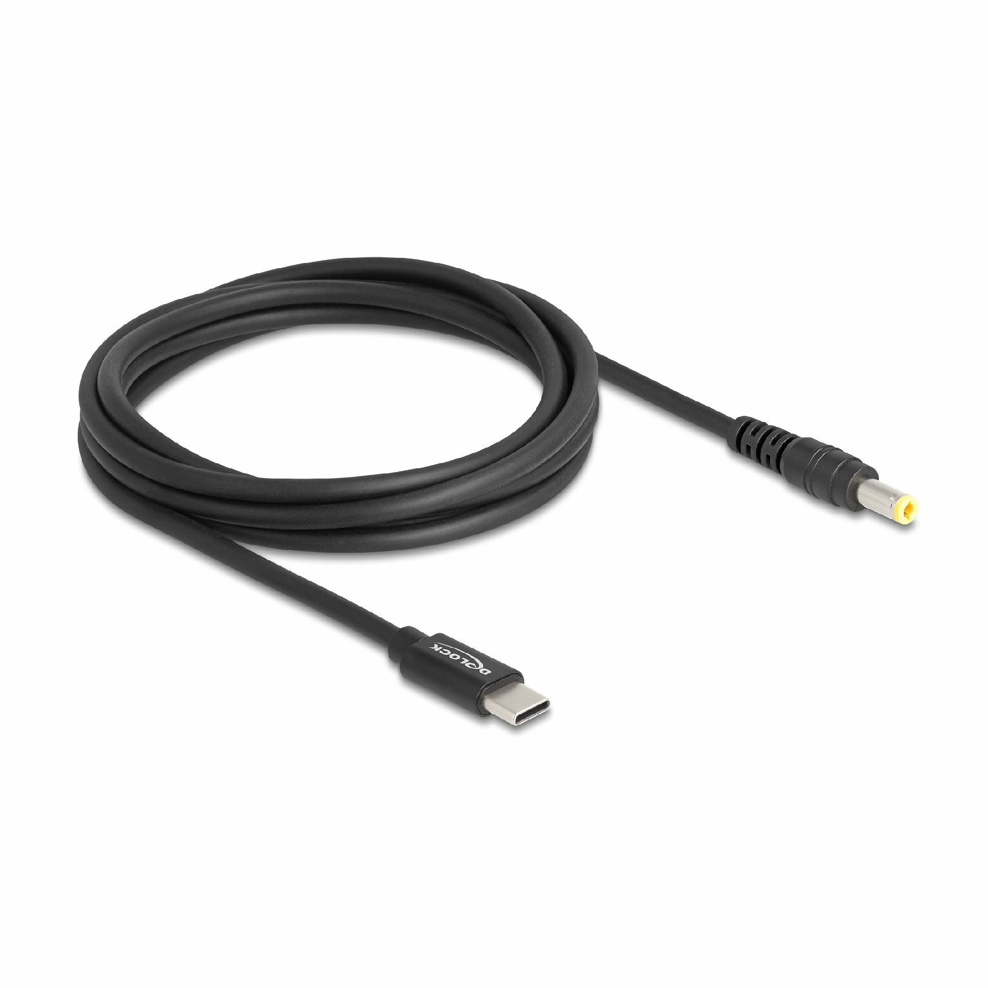 Delock kabel USB TipC napajalni za prenosnik 60W DC 5,5 fi x 2,5mm 1,5m ...