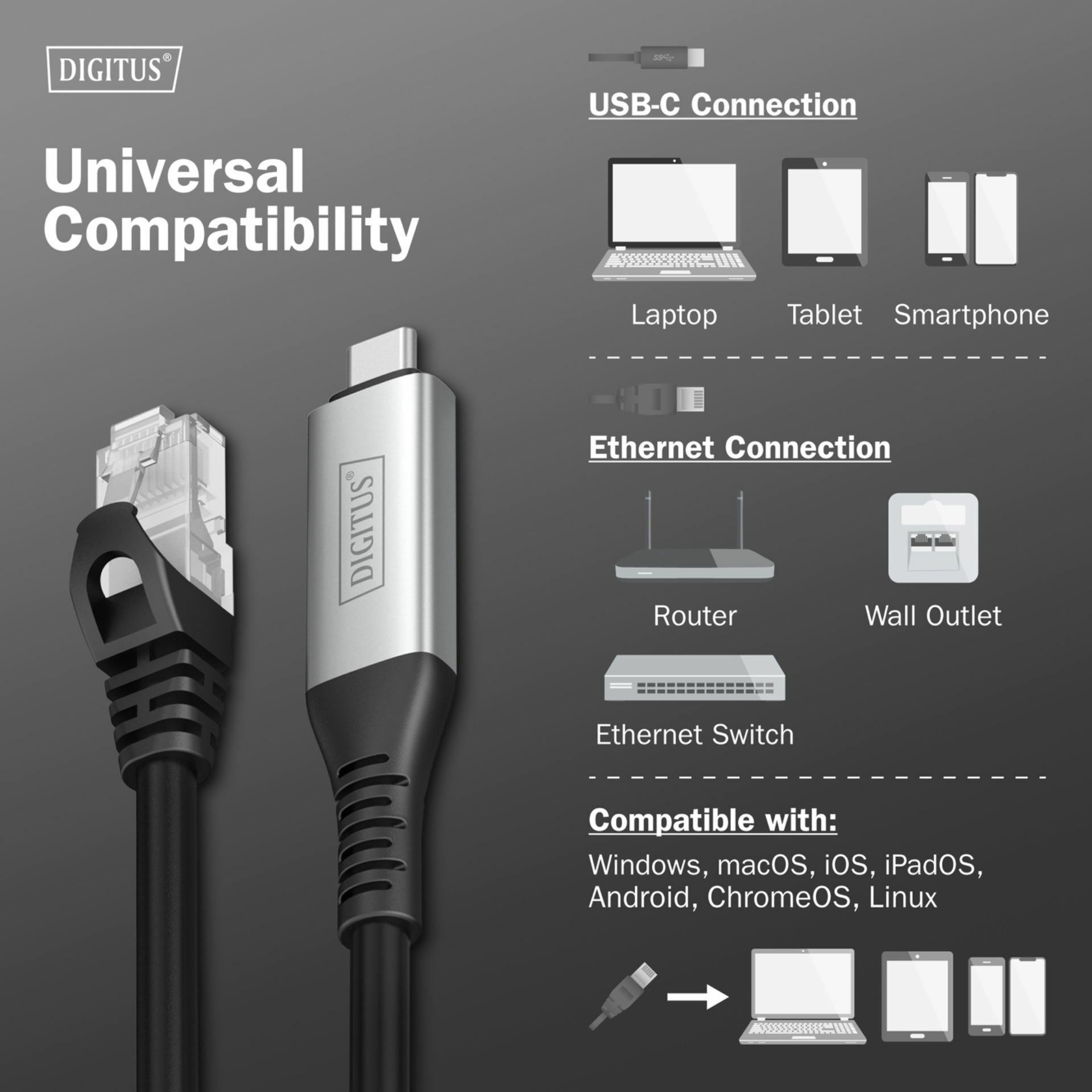 Digitus kabel TipC-Mrežni UTP RJ45 Giga 3m AK-300601-030-S - TechTrade