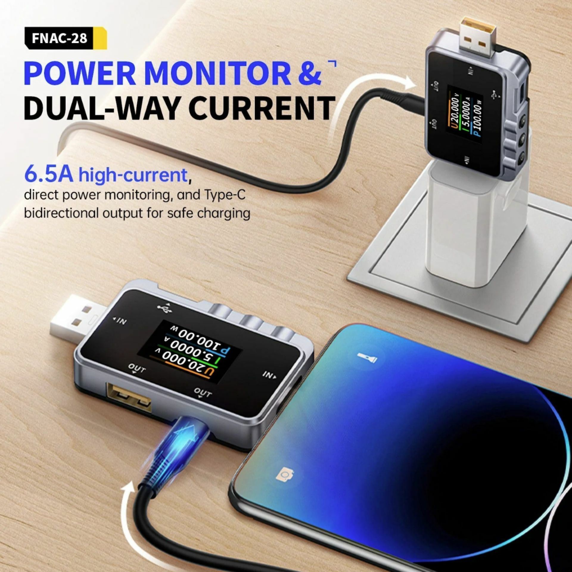 Fnirsi tester USB napajanja TipC TipA FNAC-28 - TechTrade