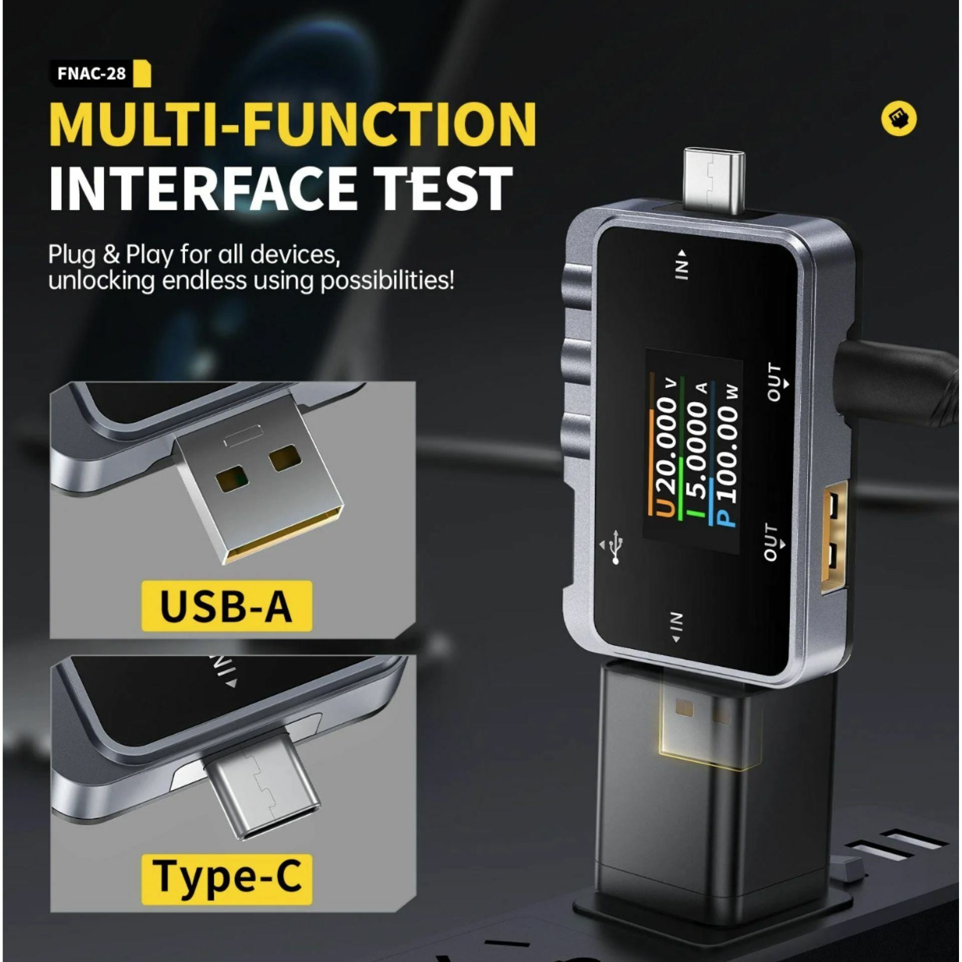 Fnirsi tester USB napajanja TipC TipA FNAC-28 - TechTrade