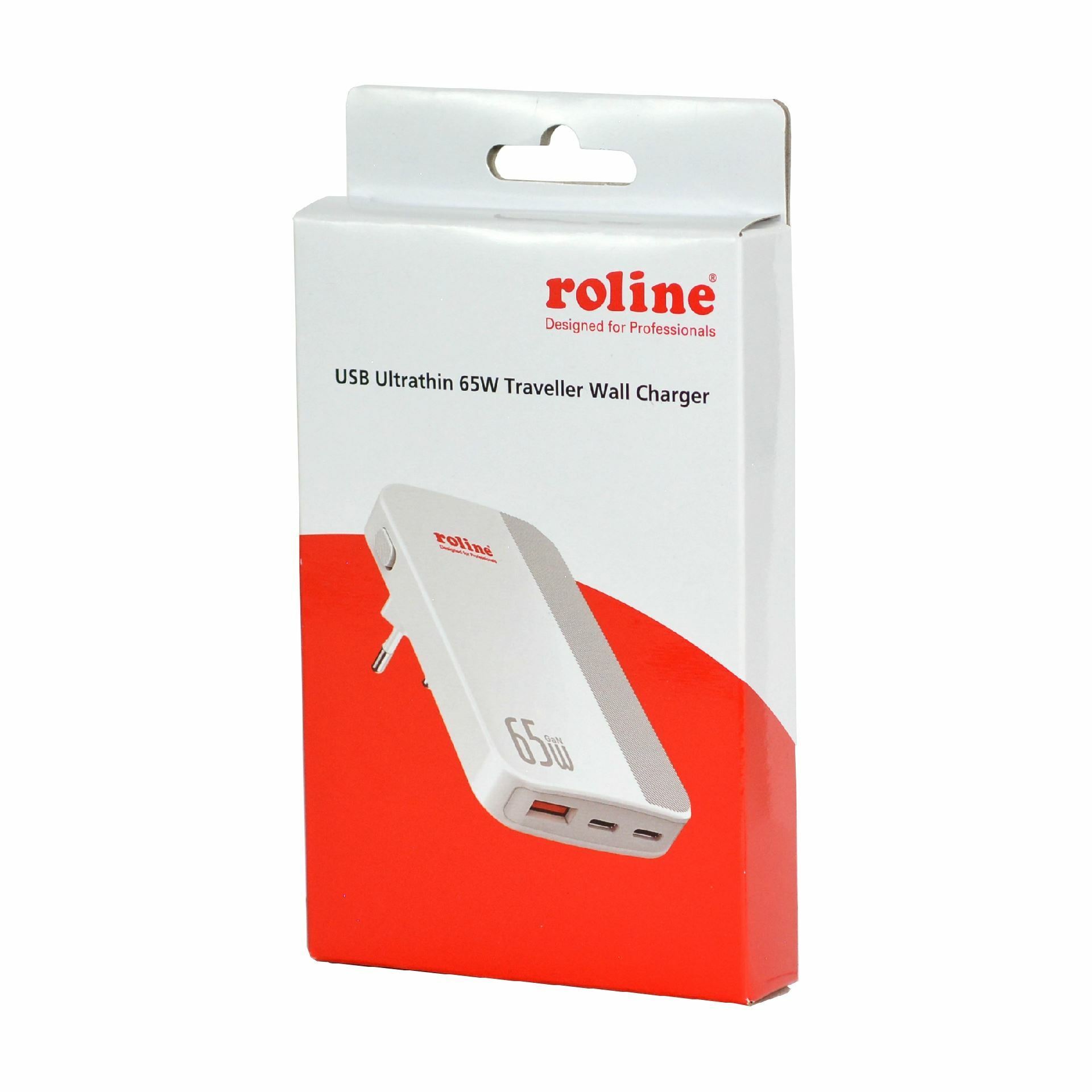 Roline polnilec 65W USB 2xTipC TipA kotni potovalni bel - TechTrade