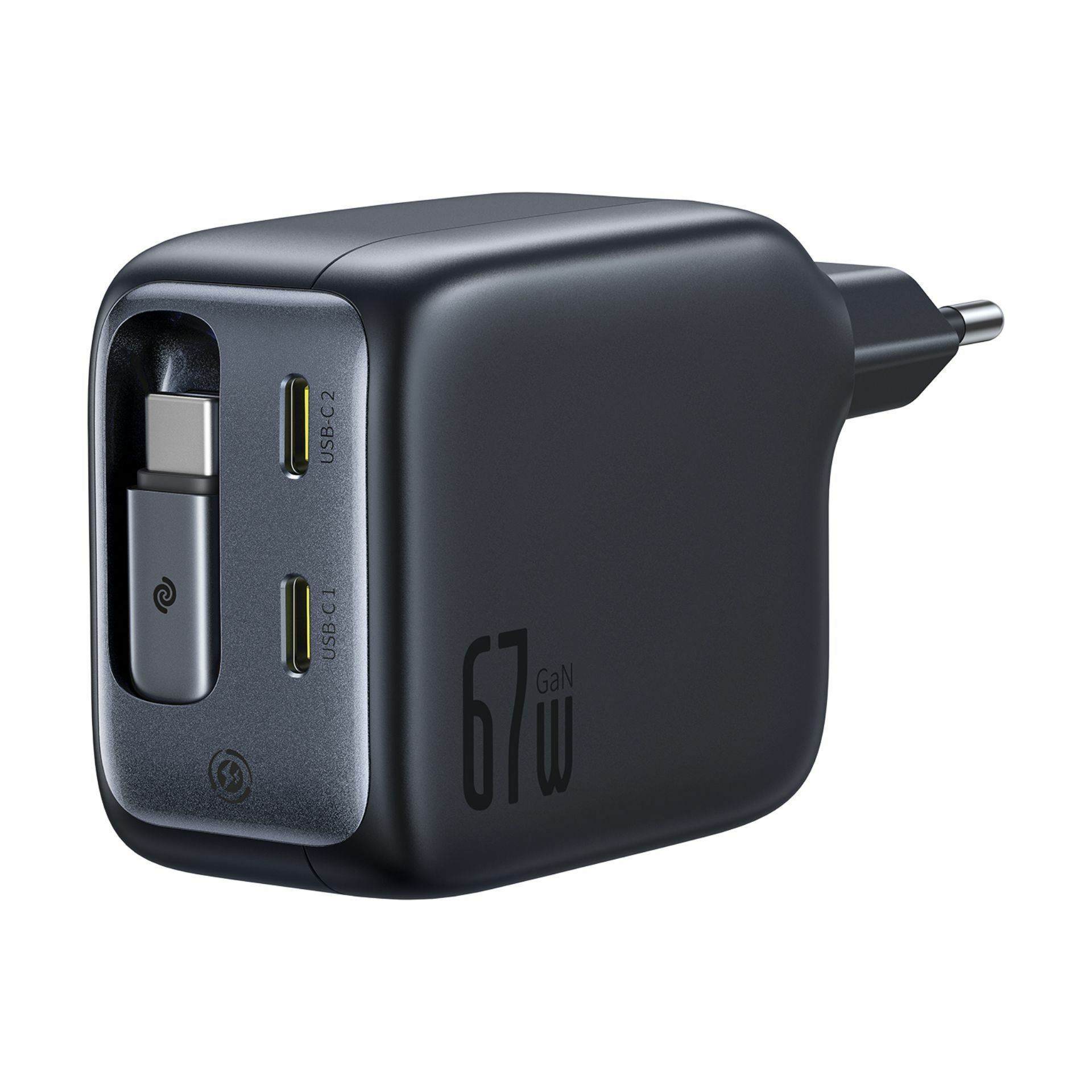Baseus polnilec 65W USB TipC GaN QC PD s kablom črn E0121E00 - TechTrade