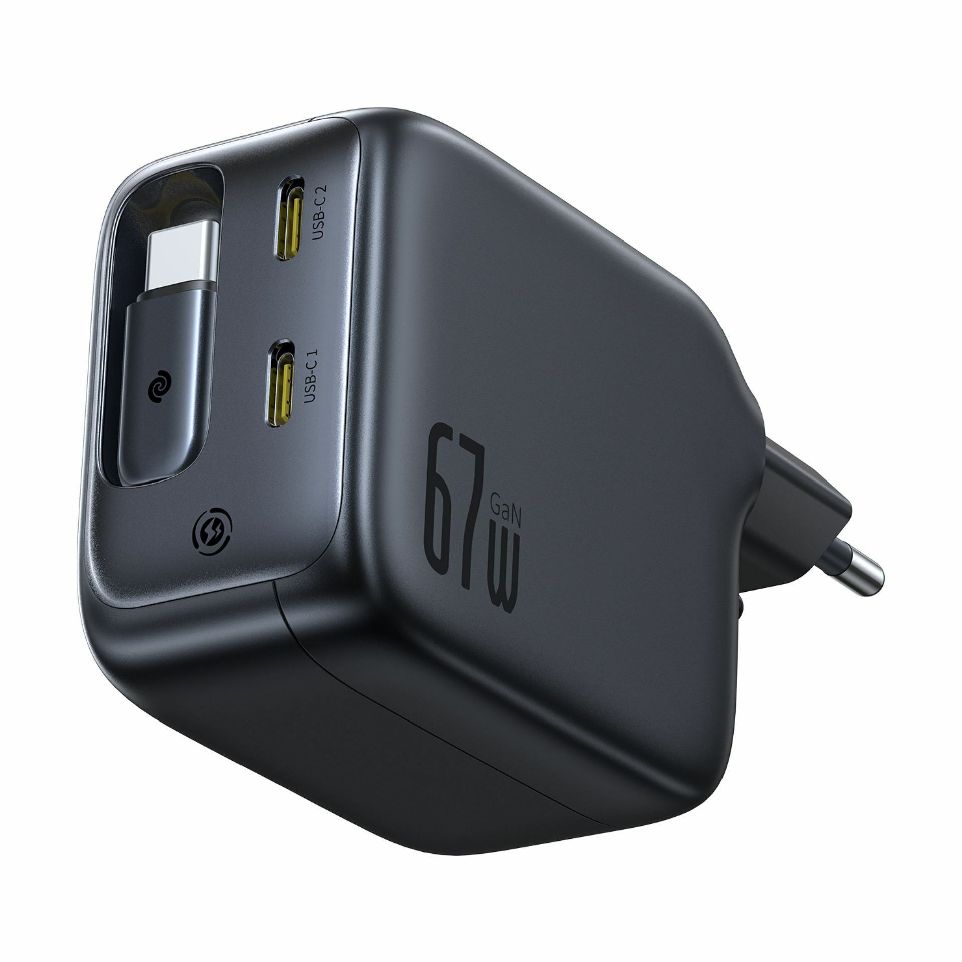 Baseus polnilec 65W USB TipC GaN QC PD s kablom črn E0121E00 - TechTrade