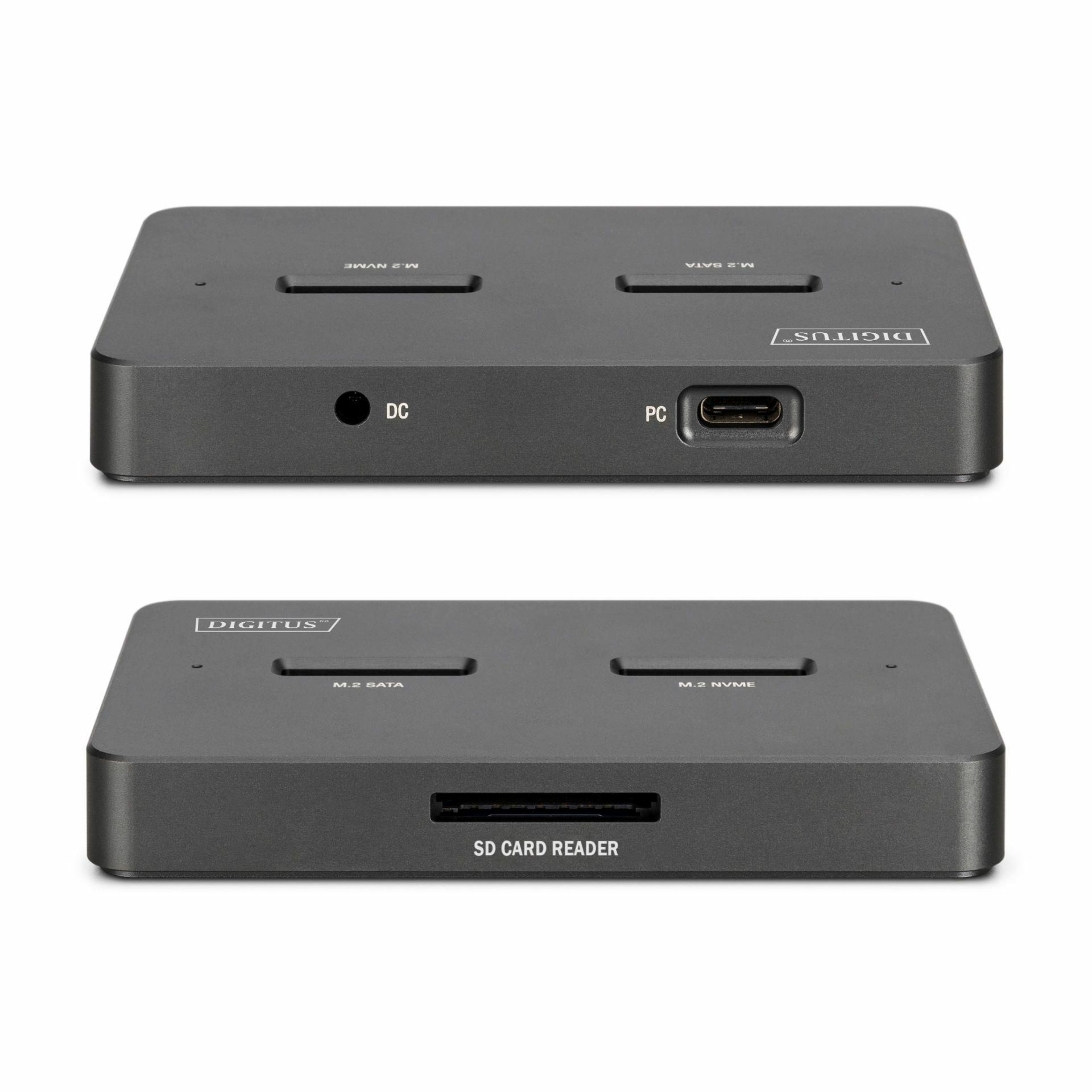 Digitus čitalec diskov USB 3.2 TipC za M.2 NVMe SATA SD kartica DA ...