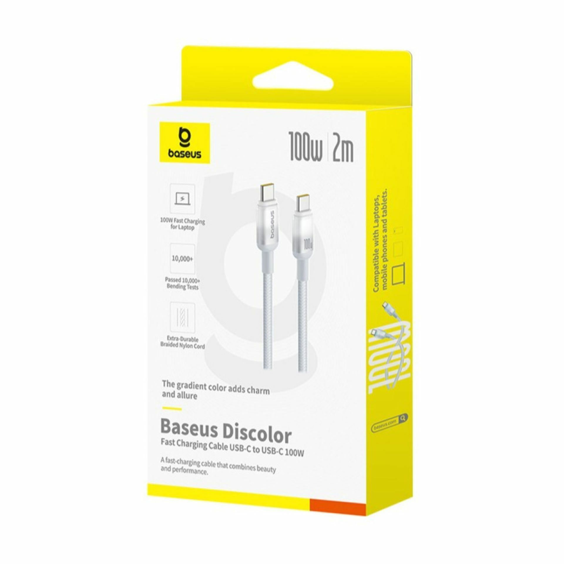 Baseus kabel USB C-C 2m 100W 20V 5A Discolor pleten siv E0420703 ...